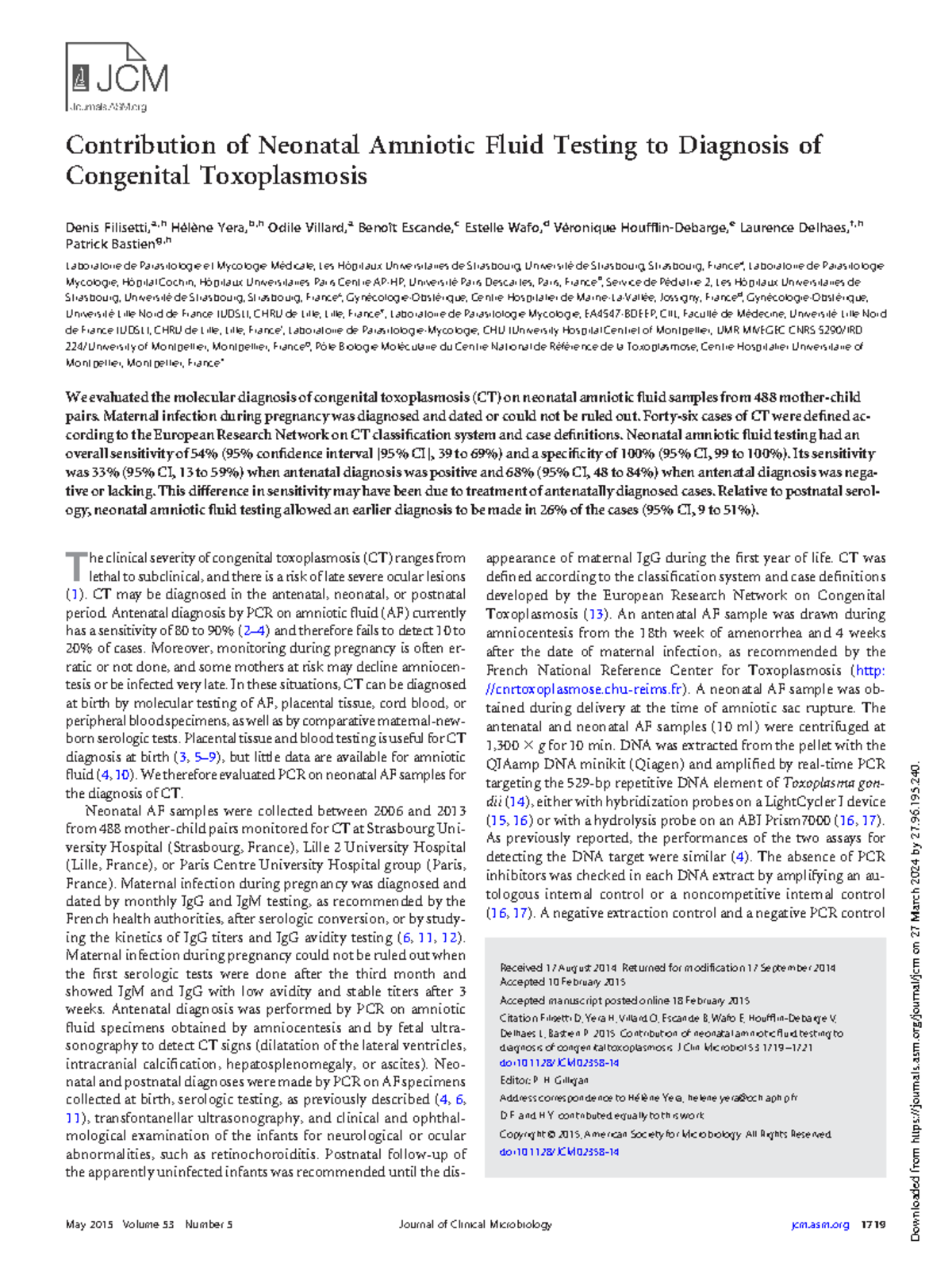 Contribution of neonatal amniotic fluid testing - Maternal infection ...