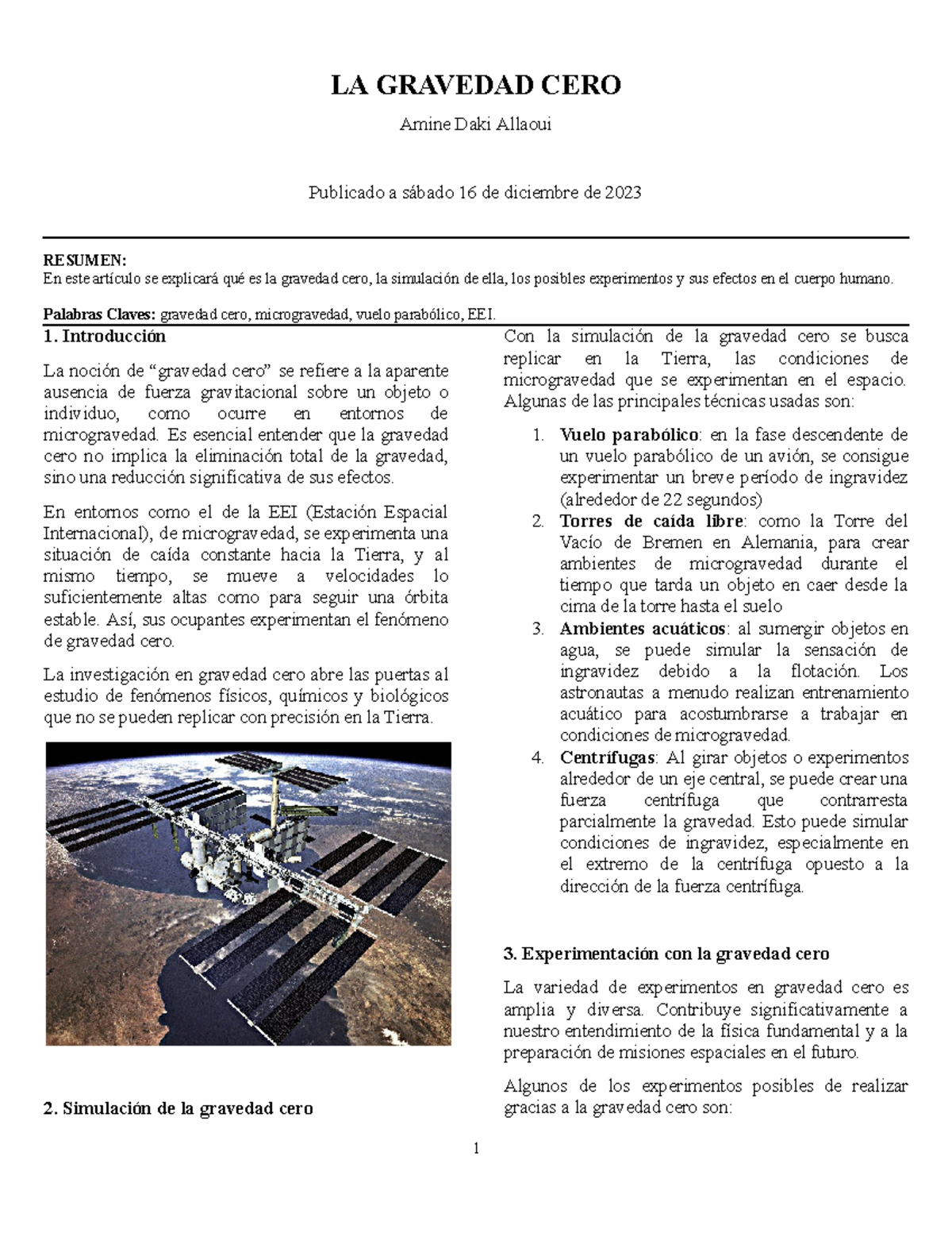 La gravedad cero. - LA GRAVEDAD CERO Amine Daki Allaoui Publicado a sábado 16 de diciembre de ...