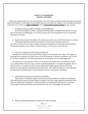 Biochemistry Module 10 Activity Nucleic ACID - Module 10 Activity ...
