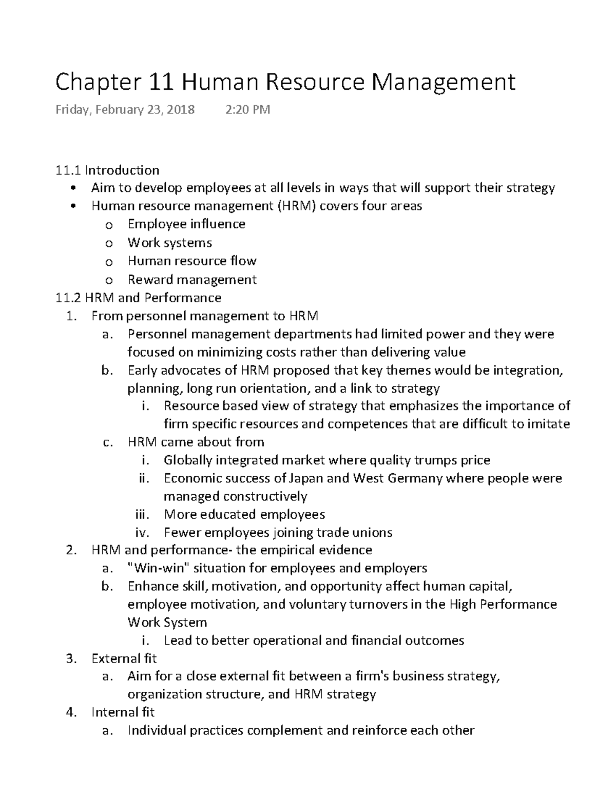 PDF Chapter 11 Human Resource Management - Chapter 11 Human Resource Management Friday, February ...