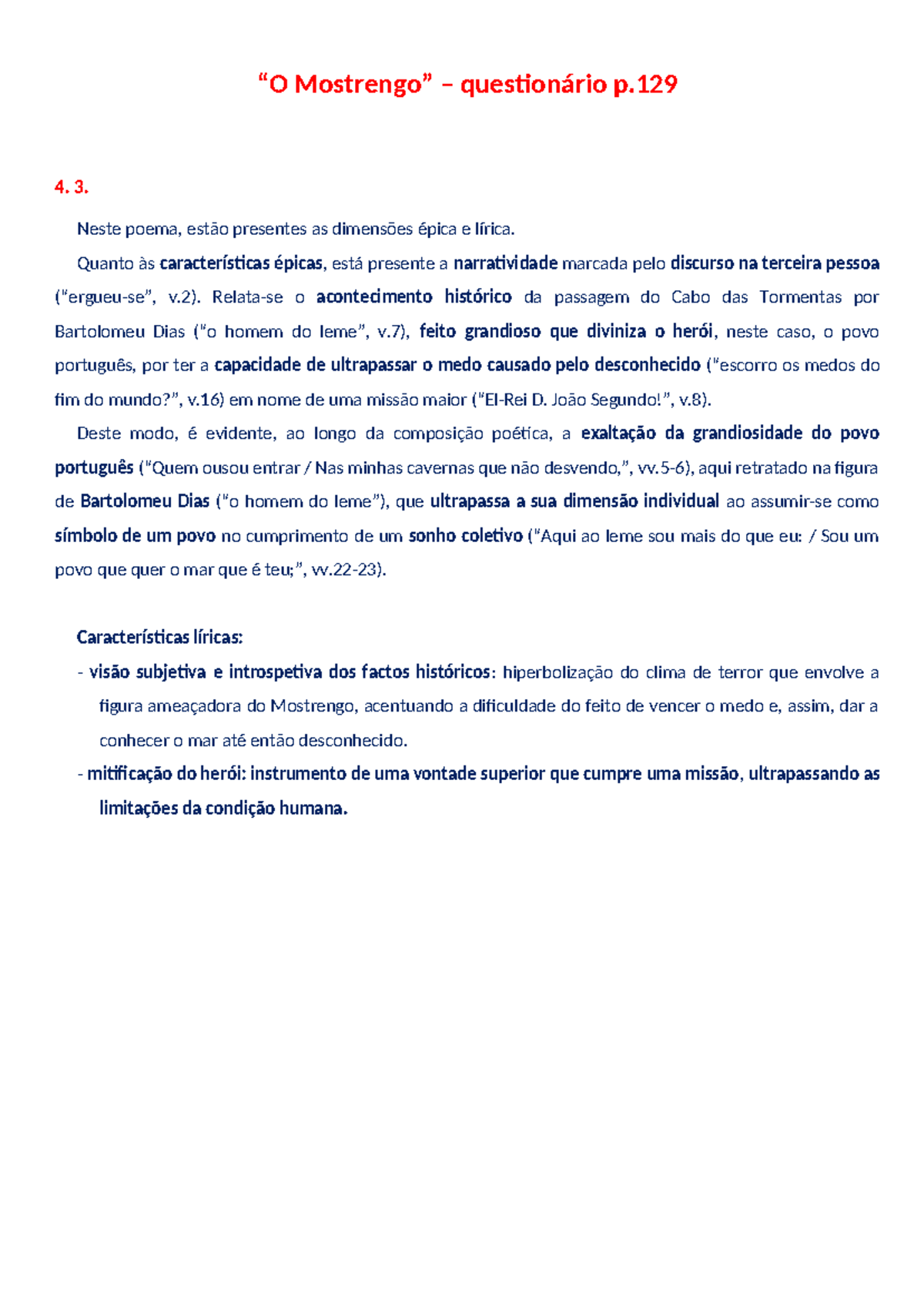 Questionario p - jjhjh - “O Mostrengo” – questionário p. 4. 3. Neste ...