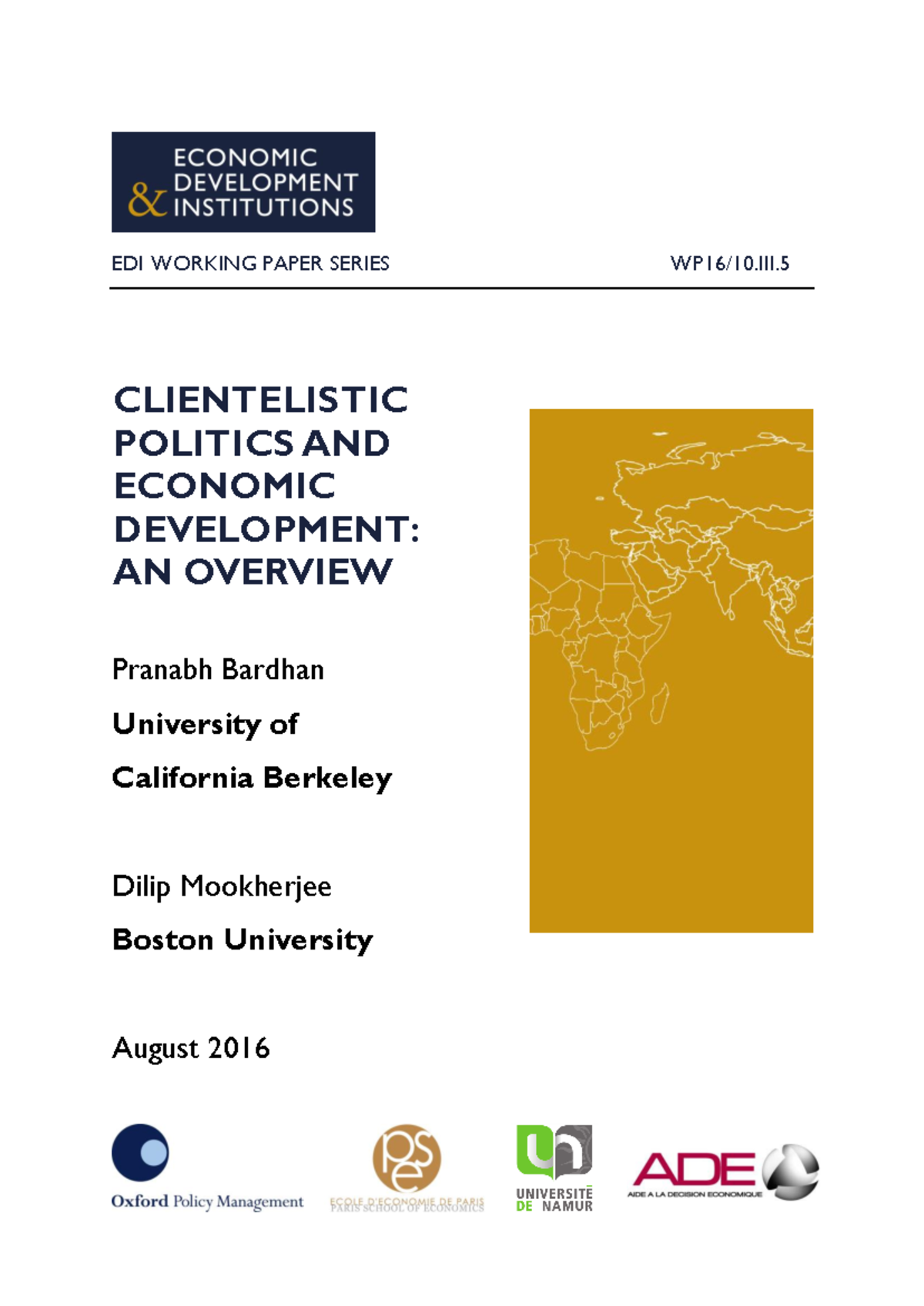 EDI PF Paper 10 - dsfsafsa - CLIENTELISTIC POLITICS AND ECONOMIC ...