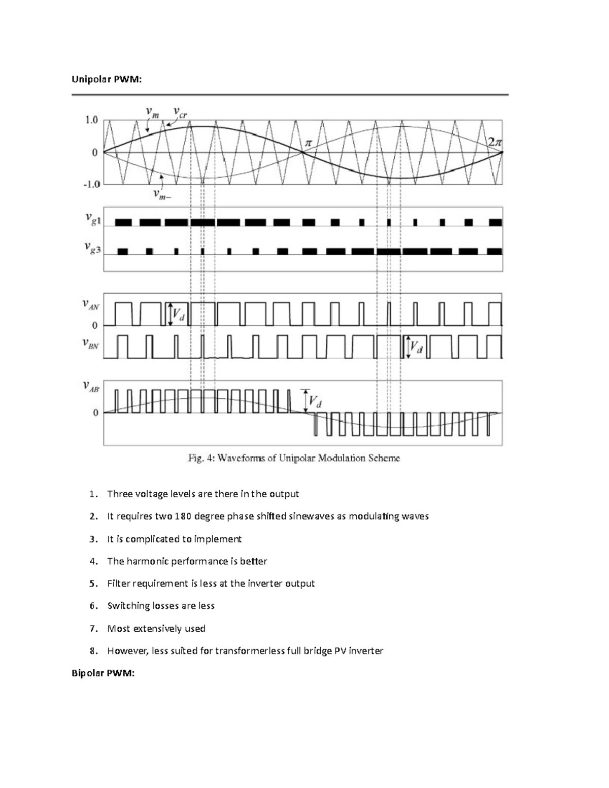 Unipolar Pwm Topic Related Advance Power Electronic Unipolar Pwm Three Voltage Levels Are