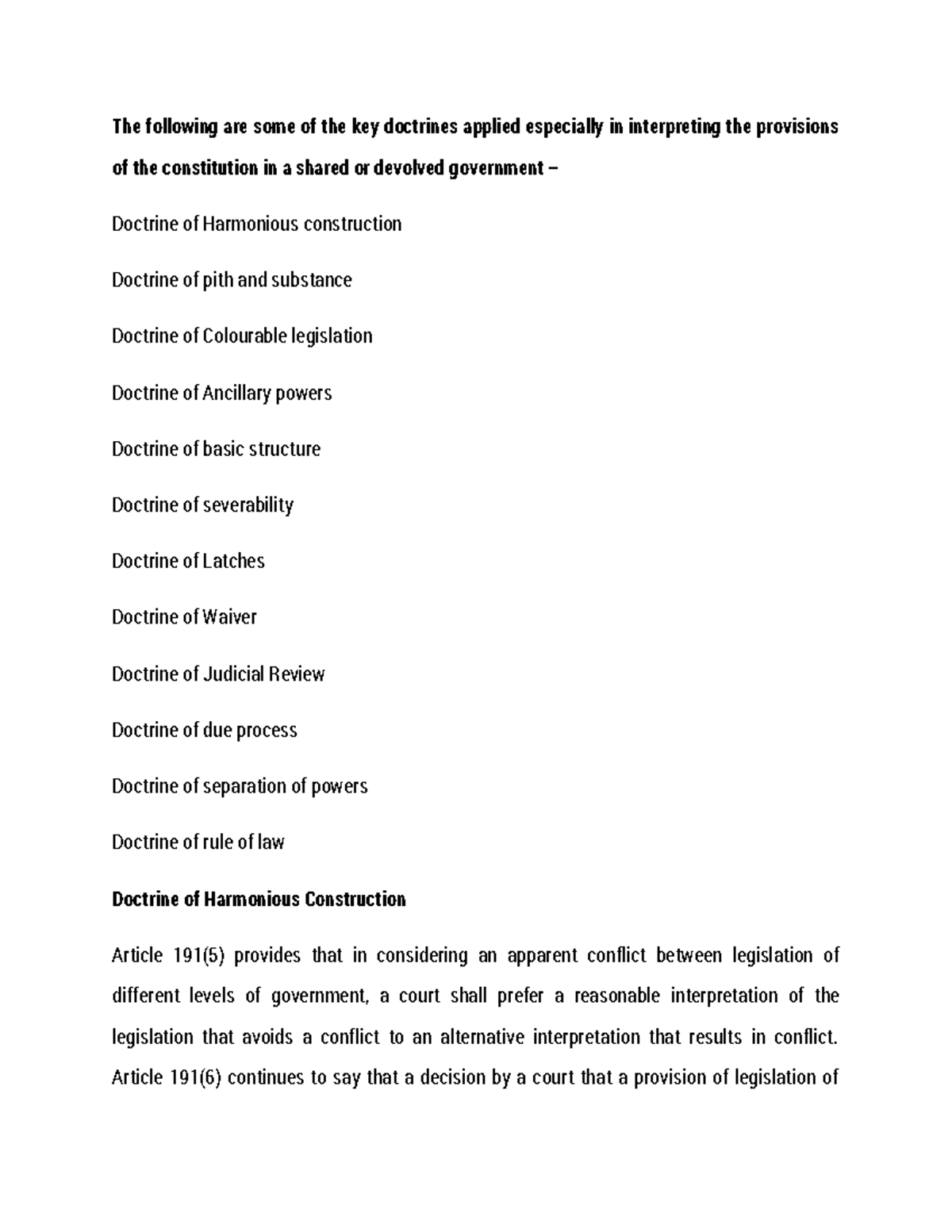 6. Doctrines of Constitutional Law - The following are some of the key ...