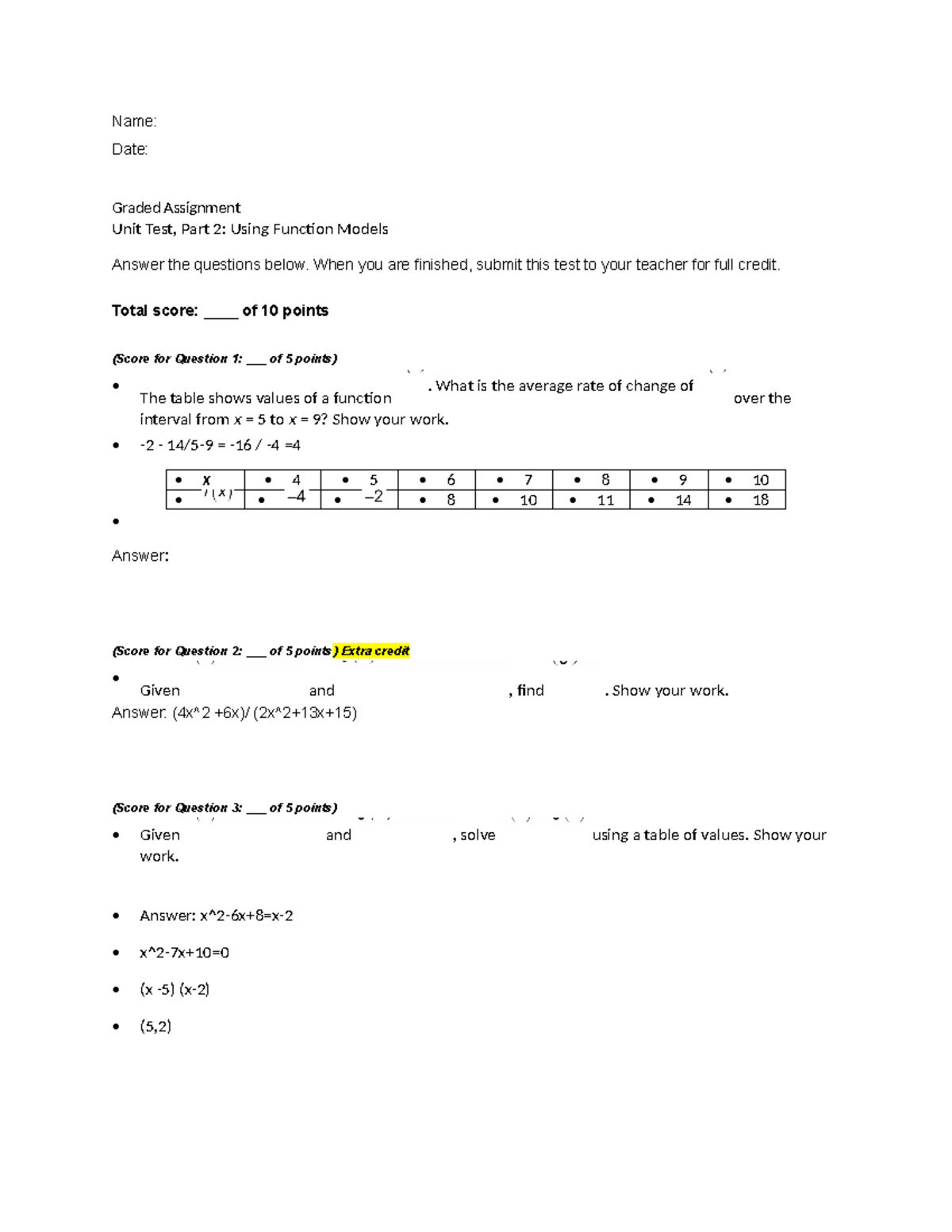 Unit 3 Part 2 (1).docx Algrebra - Name: Date: Graded Assignment Unit ...