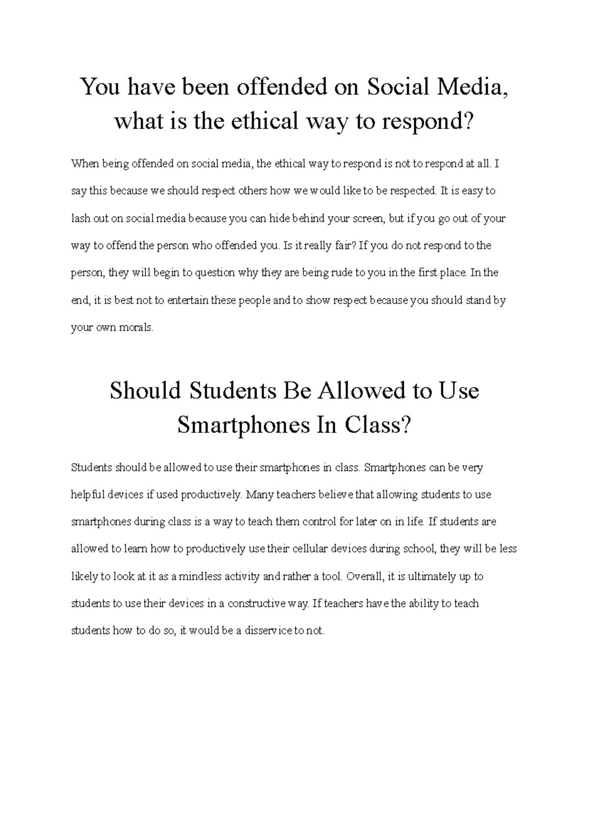 Argument Paragraphs - You have been offended on Social Media, what is ...
