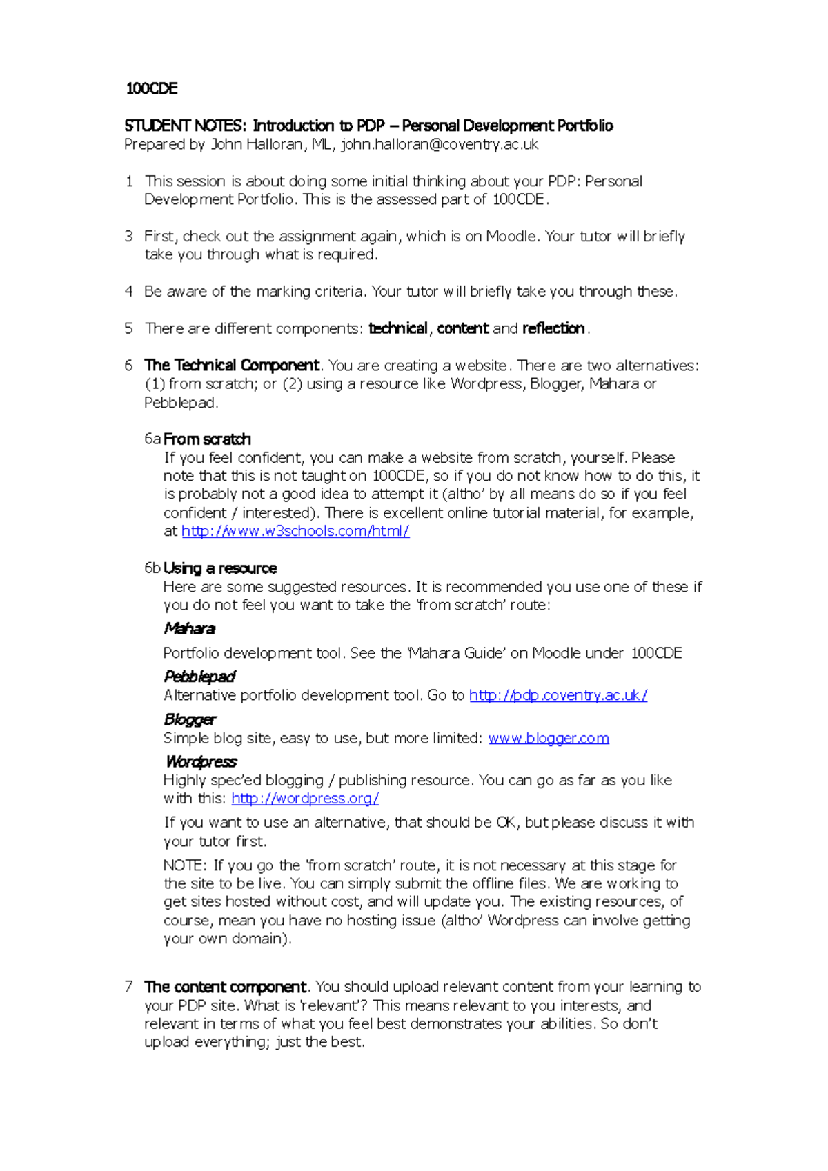 100CDE student notes 6 - INTRODUCTION TO PDP (PERSONAL DEVELOPMENT ...