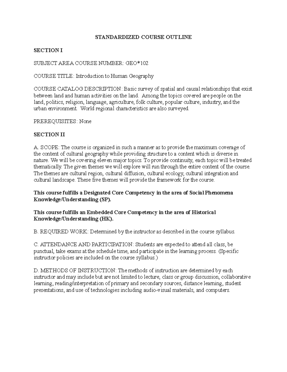 GEO 102 05-16-13 Senate Approved - STANDARDIZED COURSE OUTLINE SECTION ...