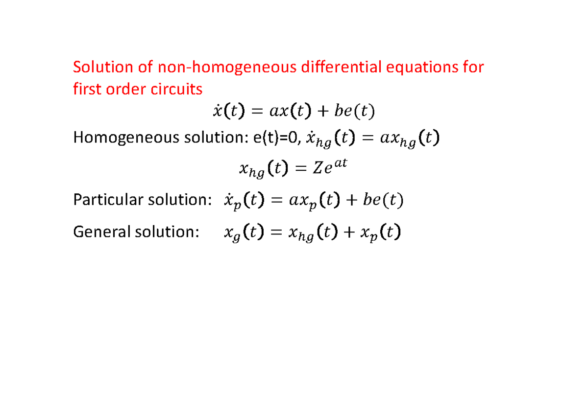 9b first order circuits - Warning: TT: undefined function: 32 Solution of non-homogeneous - Studocu