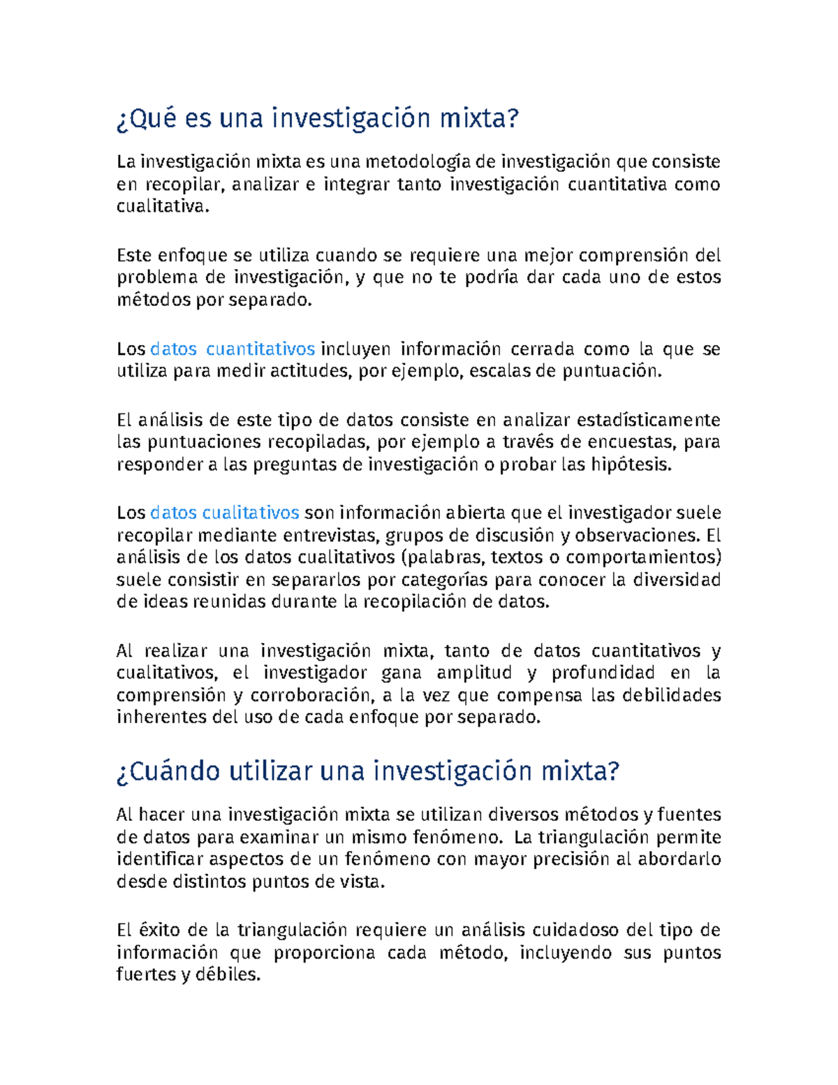 Qué es una investigación mixta - ¿Qué es una investigación mixta? La ...