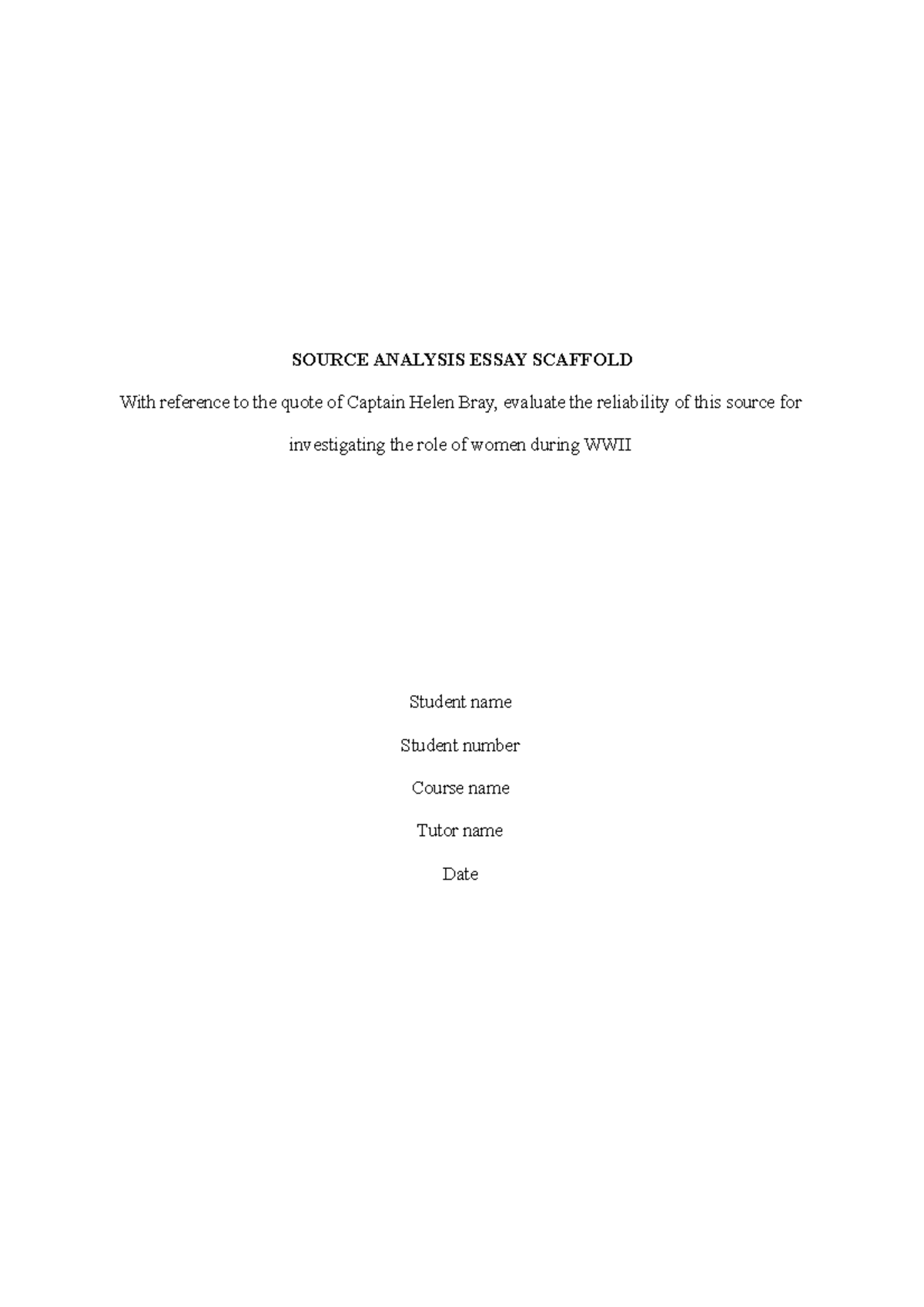 Australian Study - Source Analysis Essay Scaffold 中文讲解 - SOURCE ...