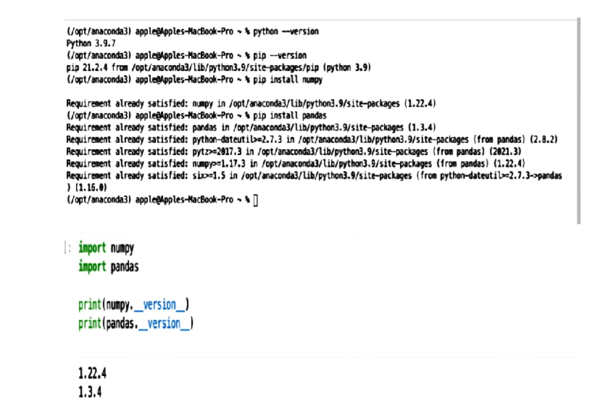 ML output - Reference - python Python 3.9 pip pip 21.2 from (python 3) pip install numpy ...