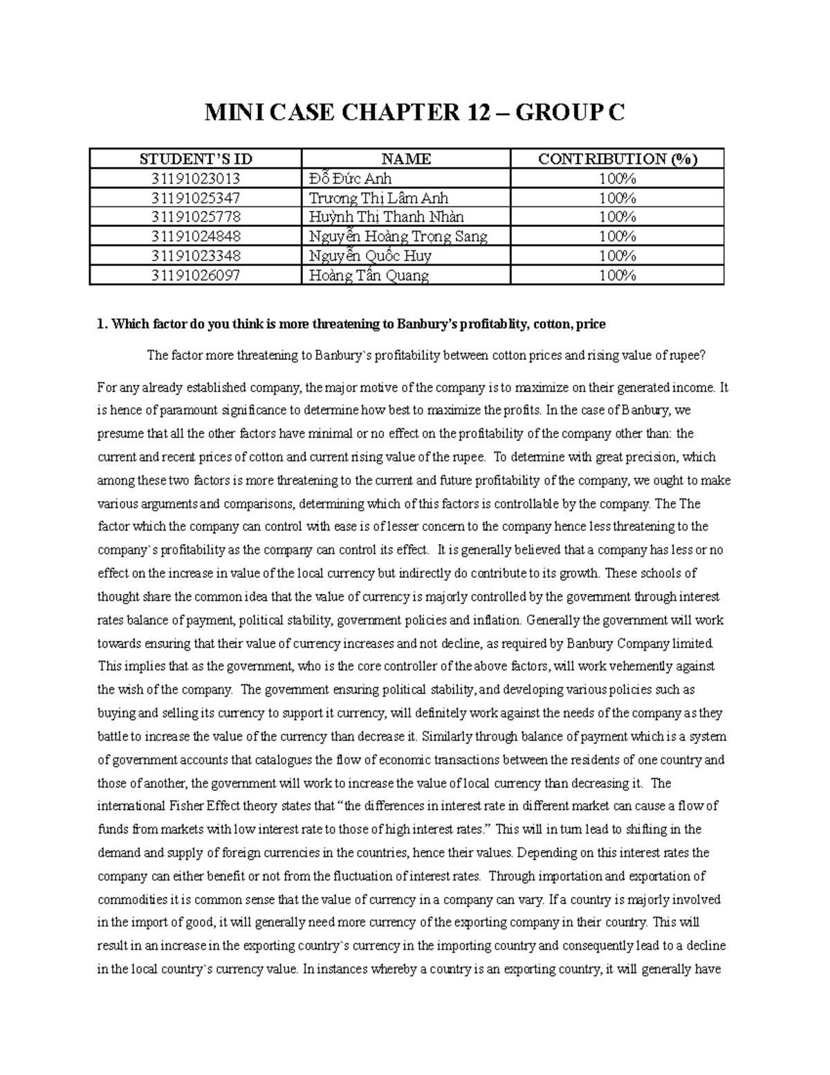 MINI CASE Chapter 10 - Group C - MINI CASE CHAPTER 12 – GROUP C STUDENT ...