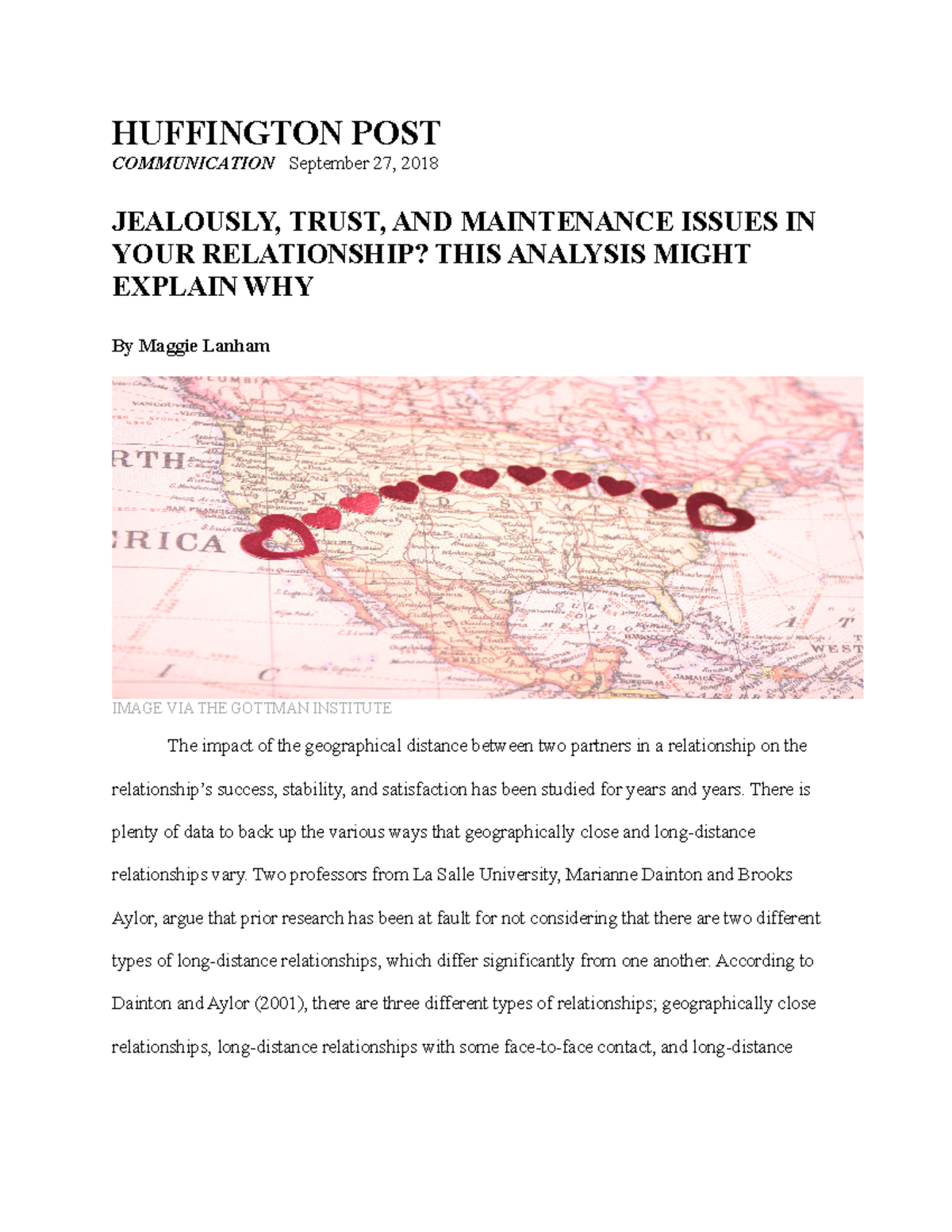 Research Translation Paper COMMUN 3422 - HUFFINGTON POST COMMUNICATION ...