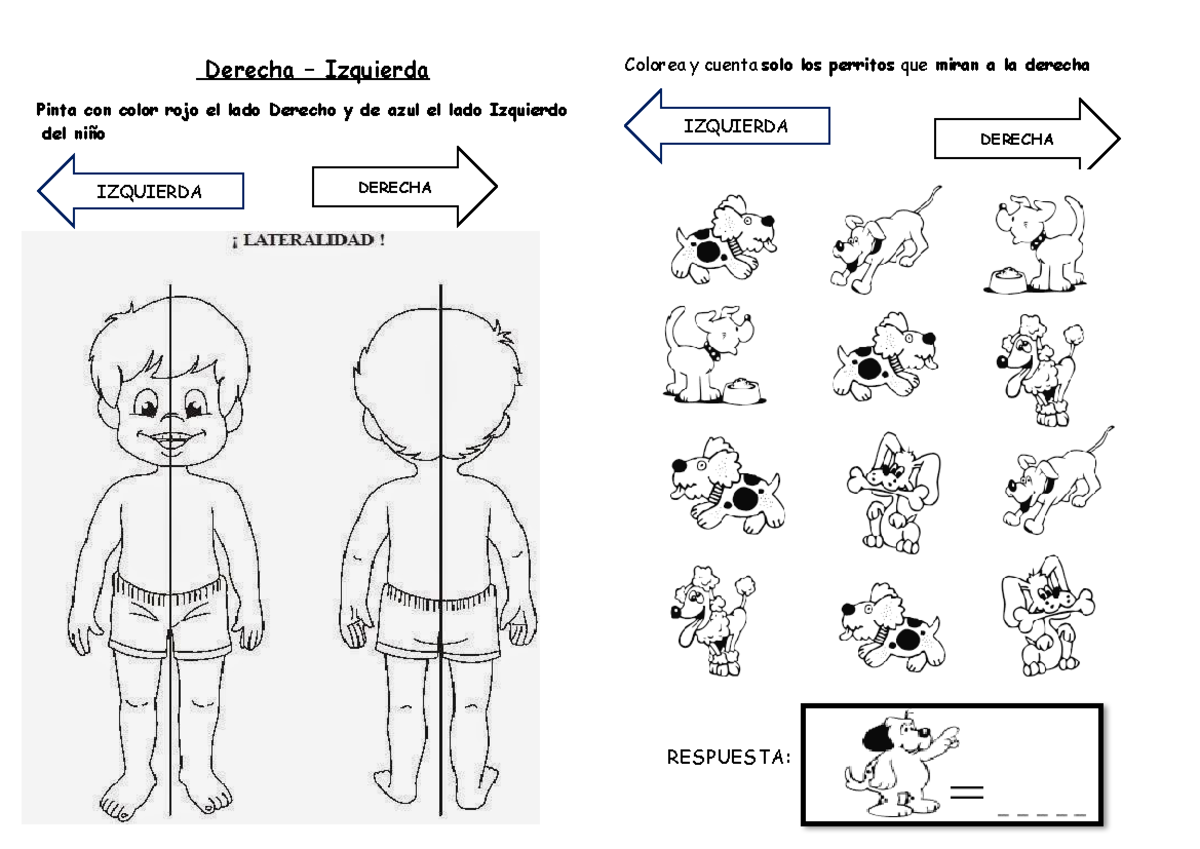 Ficha Matemática- Izquierda- Dercha - Derecha – Izquierda Pinta con ...