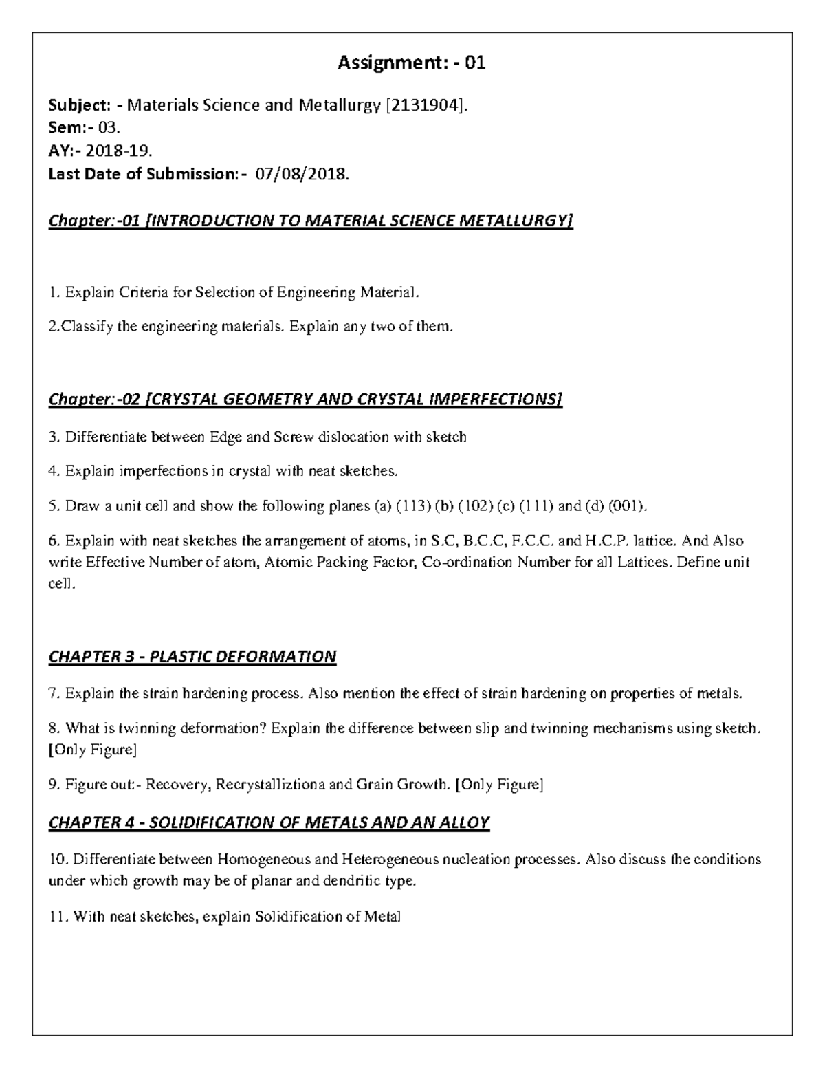 Assignement-1 MSM - It is the assignment for this course. - Assignment ...