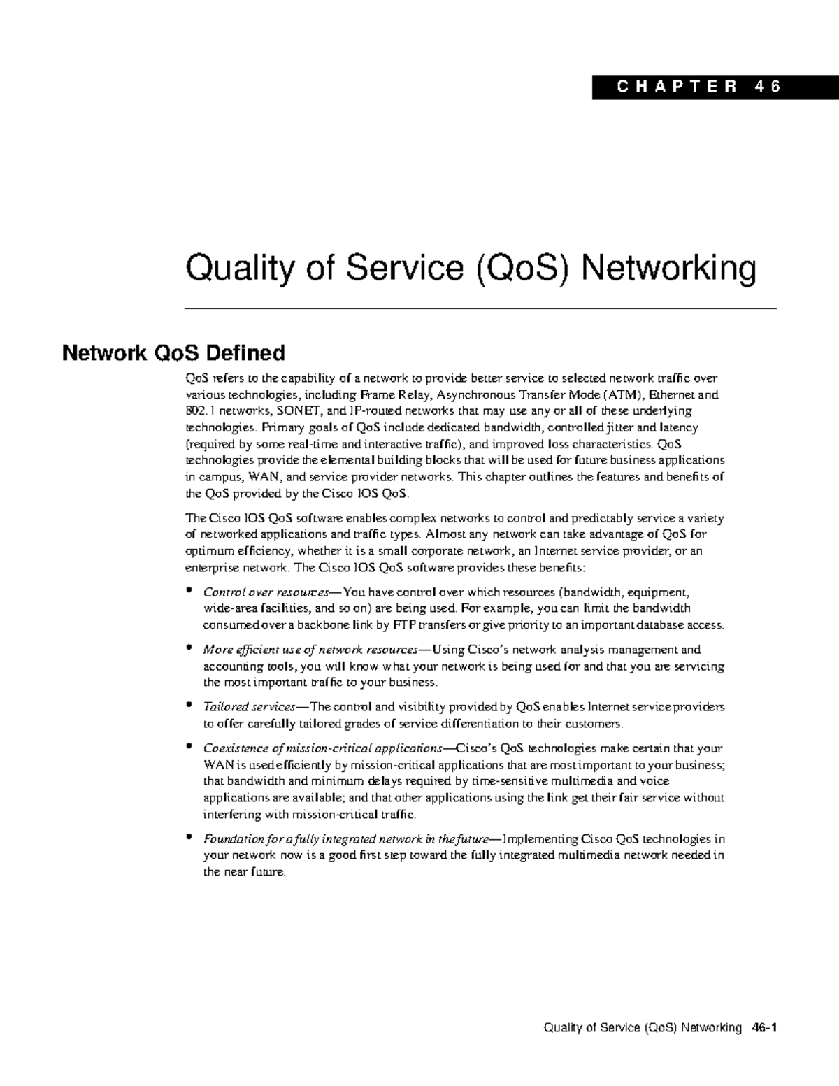 Quality of Service (Qo S) Networking - CHAPTER Quality of Service (QoS ...