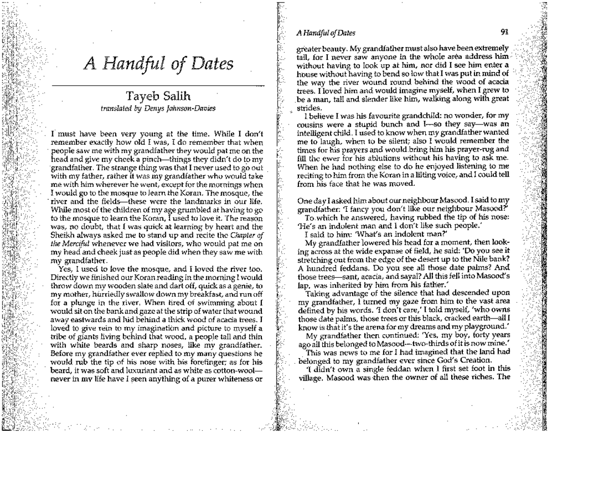 A Handful of Dates - short story - 602-101-MQ - Studocu