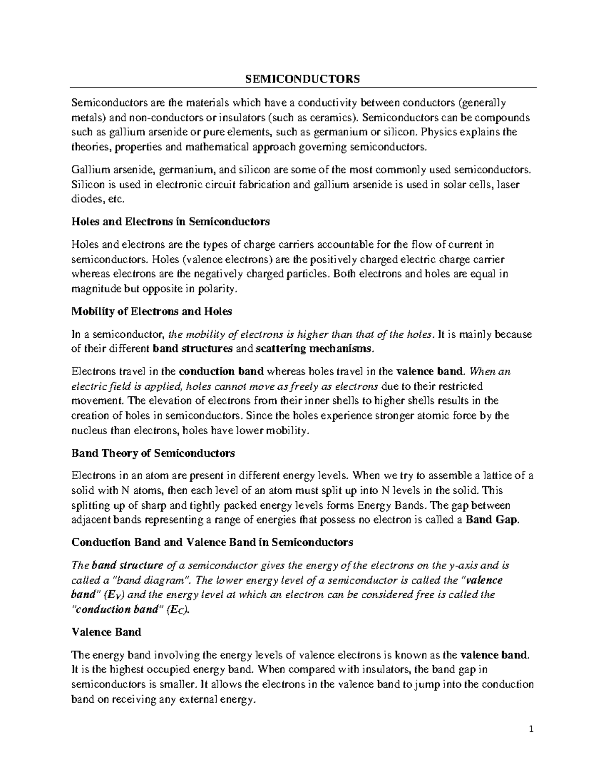 INTRODUCTION TO SEMICONDUCTORS AND BASICS CONCEPTS OF SEMICONDUCTORS ...