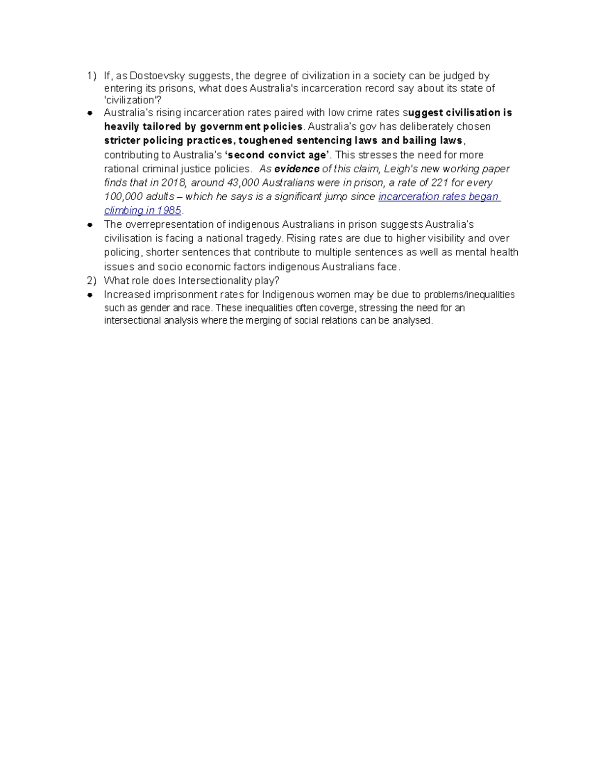 PICT1030 Week 7 Tutorial Notes - If, as Dostoevsky suggests, the degree ...