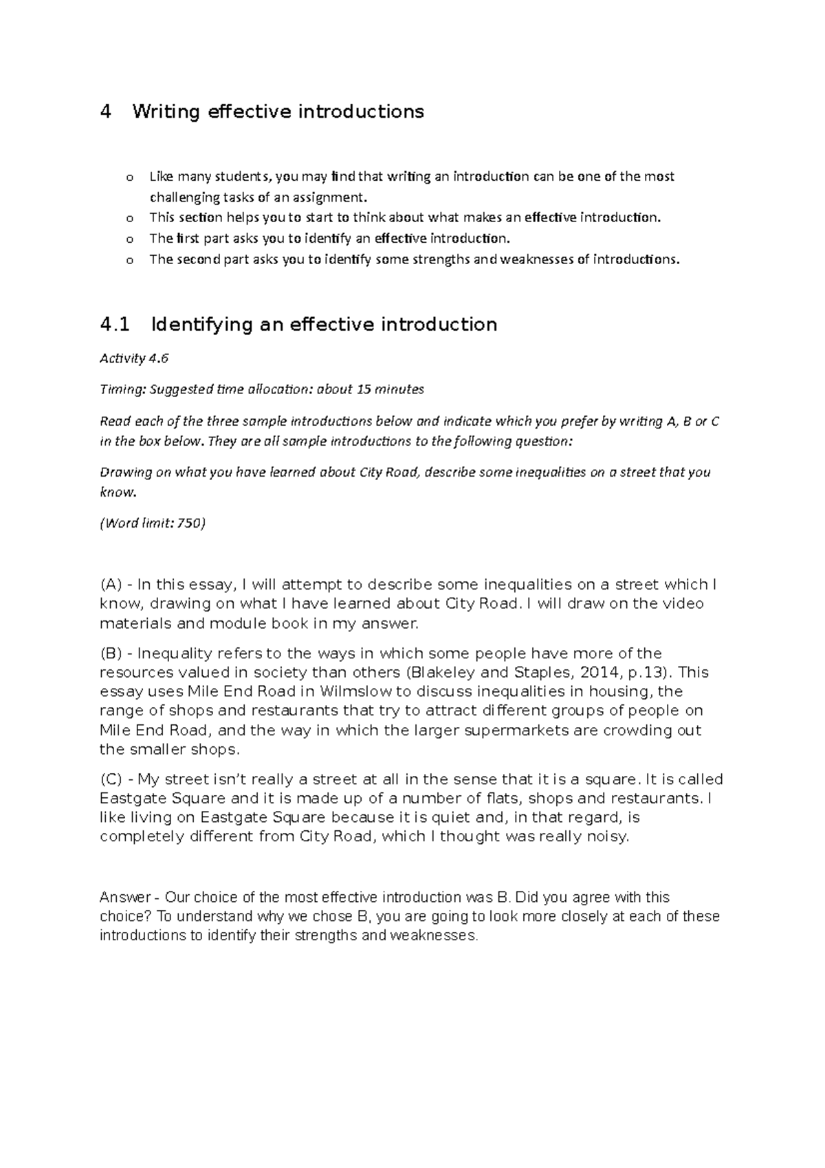 DD102 Week 4 - 4 writing effective introductions, 4.1 identifying an ...