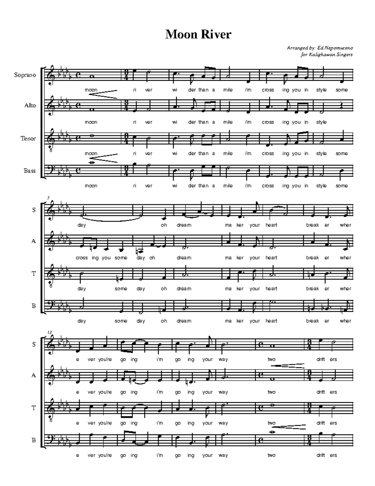 Moon river arr by ed nepomuceno - & & V ? bbbbb bbbbb bbbbb bbbbb c c c c 4 3 4 3 4 3 4 3 - Studocu