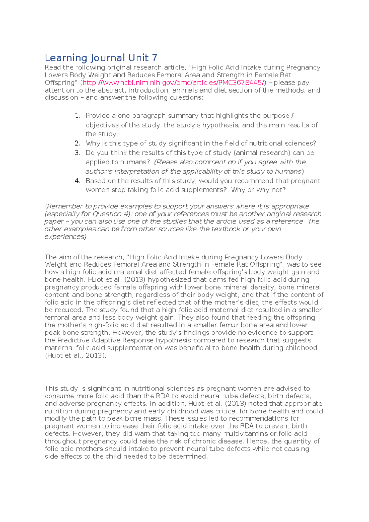 Learning Journal Unit 7 - nlm.nih/pmc/articles/PMC3678445/) – please pay attention to the ...