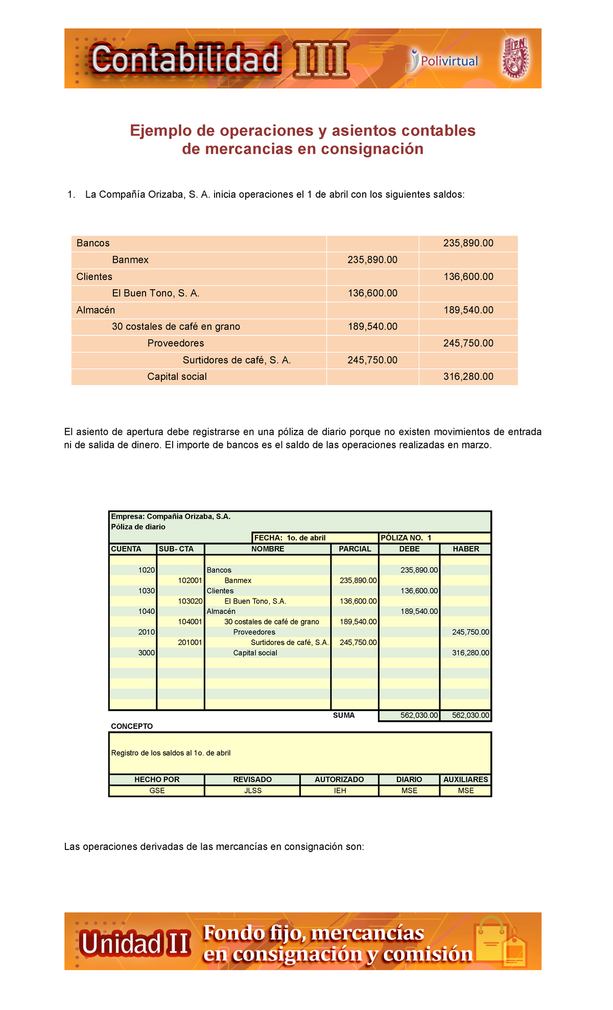 Poli virtual contabilidad - Ejemplo de operaciones y asientos contables ...