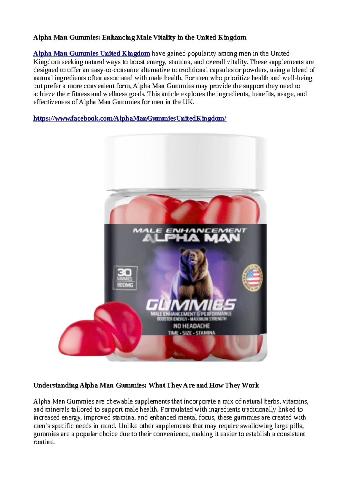 Alpha man gummies - Alpha Man Gummies: Enhancing Male Vitality in the United Kingdom Alpha Man ...