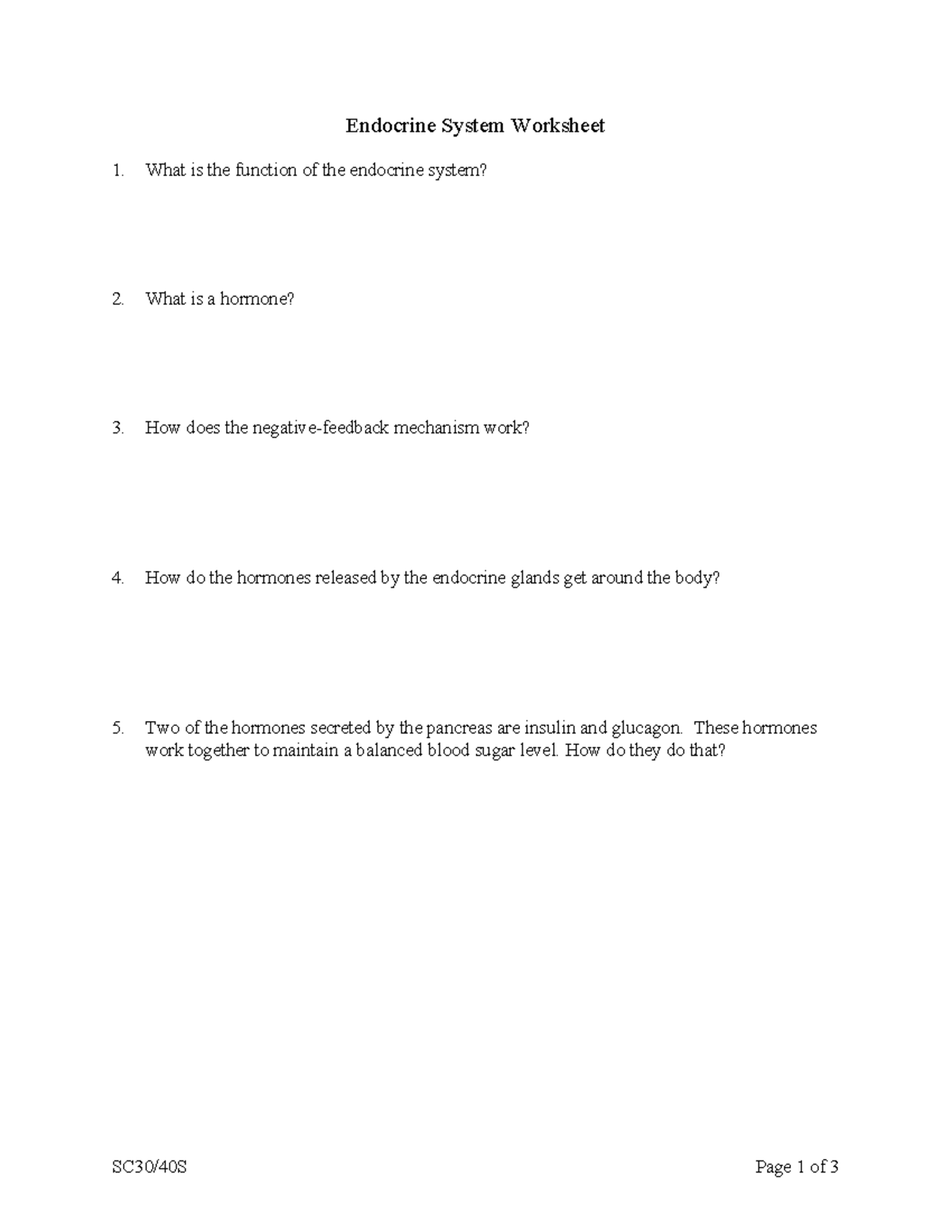 Endocrine-System-Worksheet - SC30/40S Page 1 of 3 Endocrine System ...