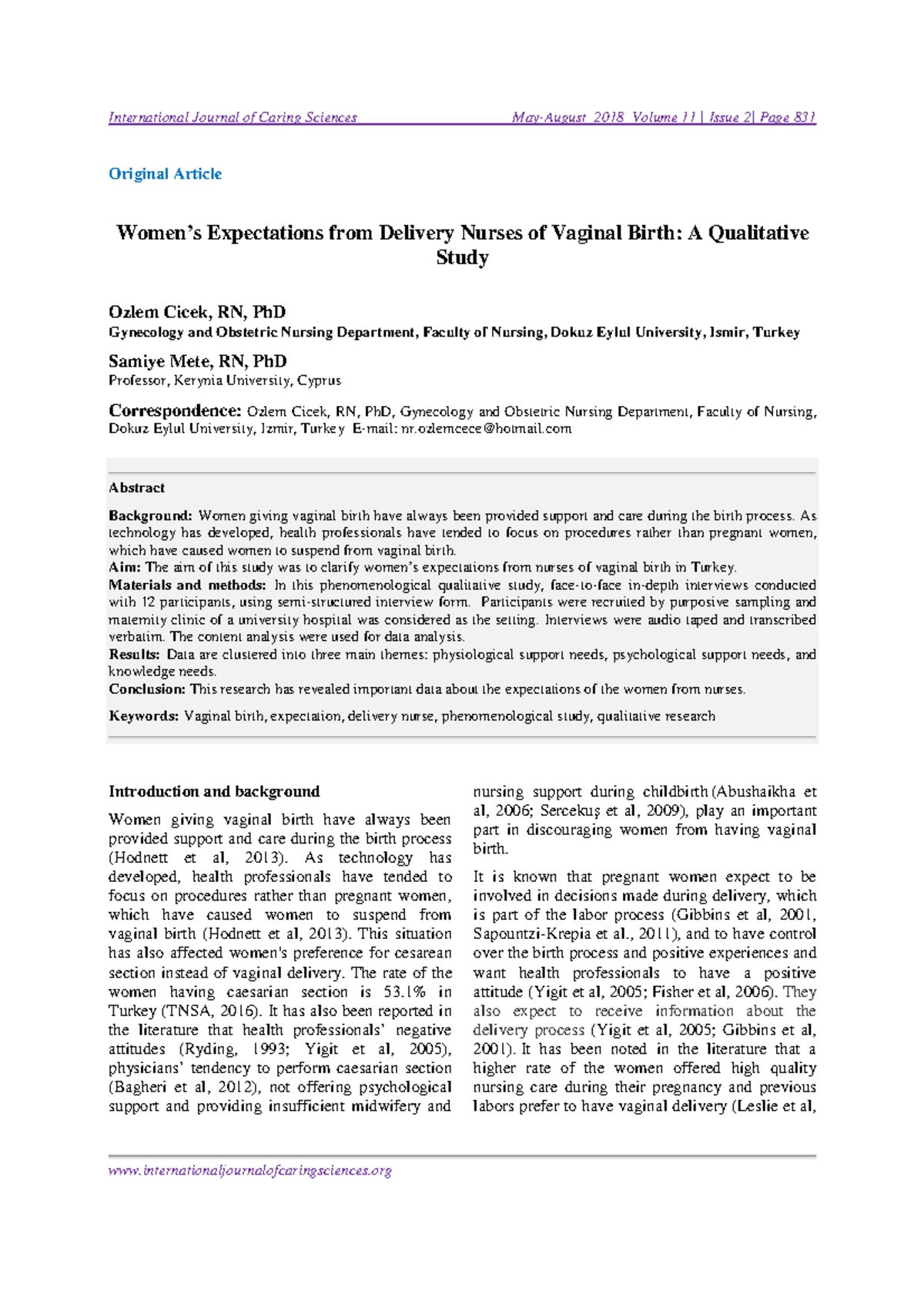 24 cicek original 10 2 - Journal article dor OB/GYNE Ward - Original ...