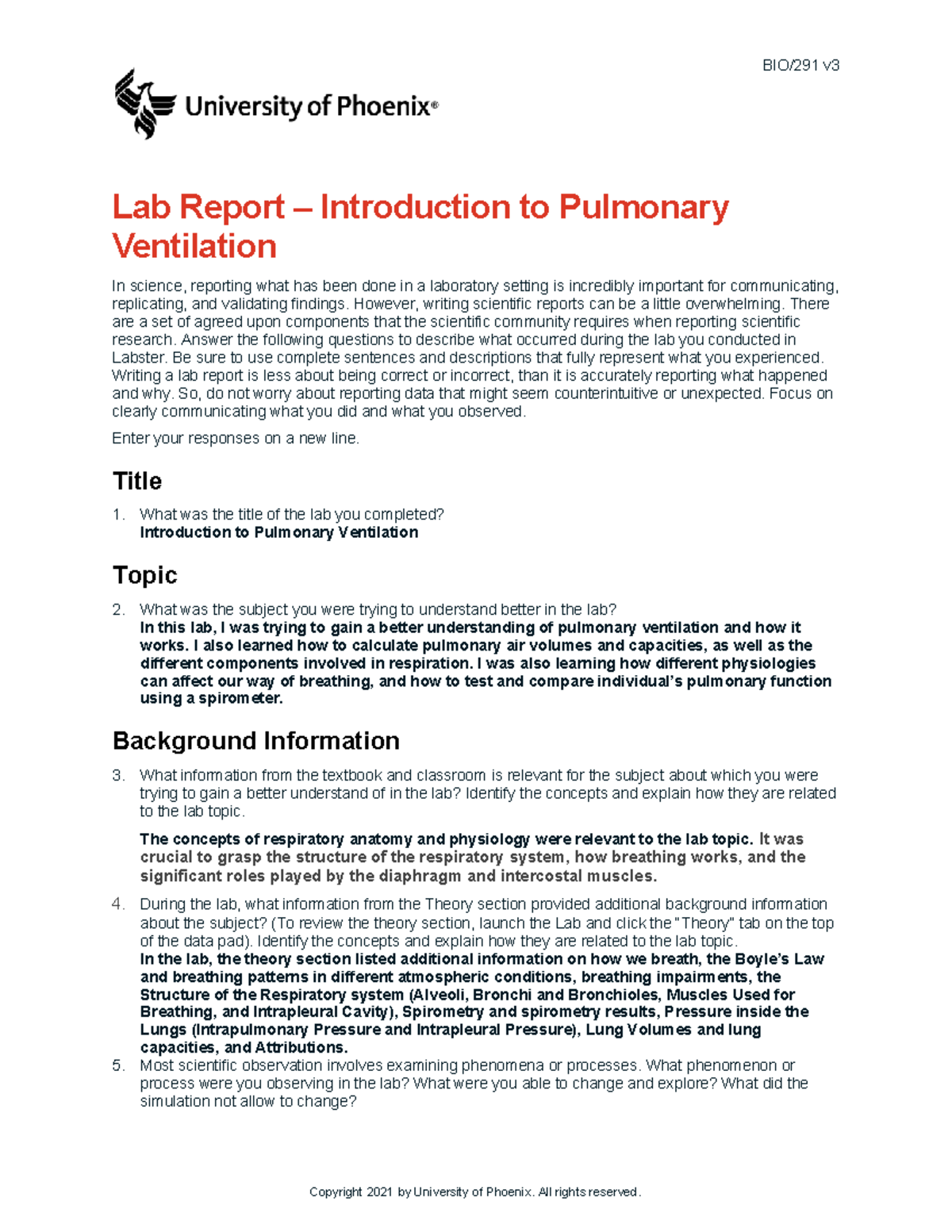 introduction to pulmonary ventilation lab - BIO/291 v Lab Report ...