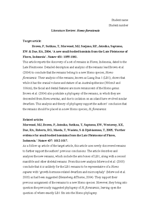 Human bio reference assignment - Reference List Assignment 2022 Due to ...