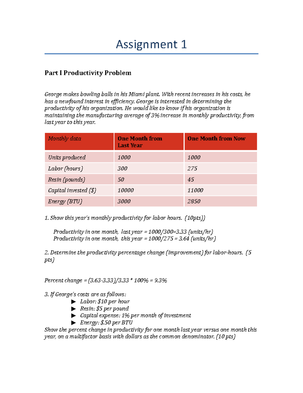 Assignment 1 Solution - Answers included - Assignment 1 Part I ...