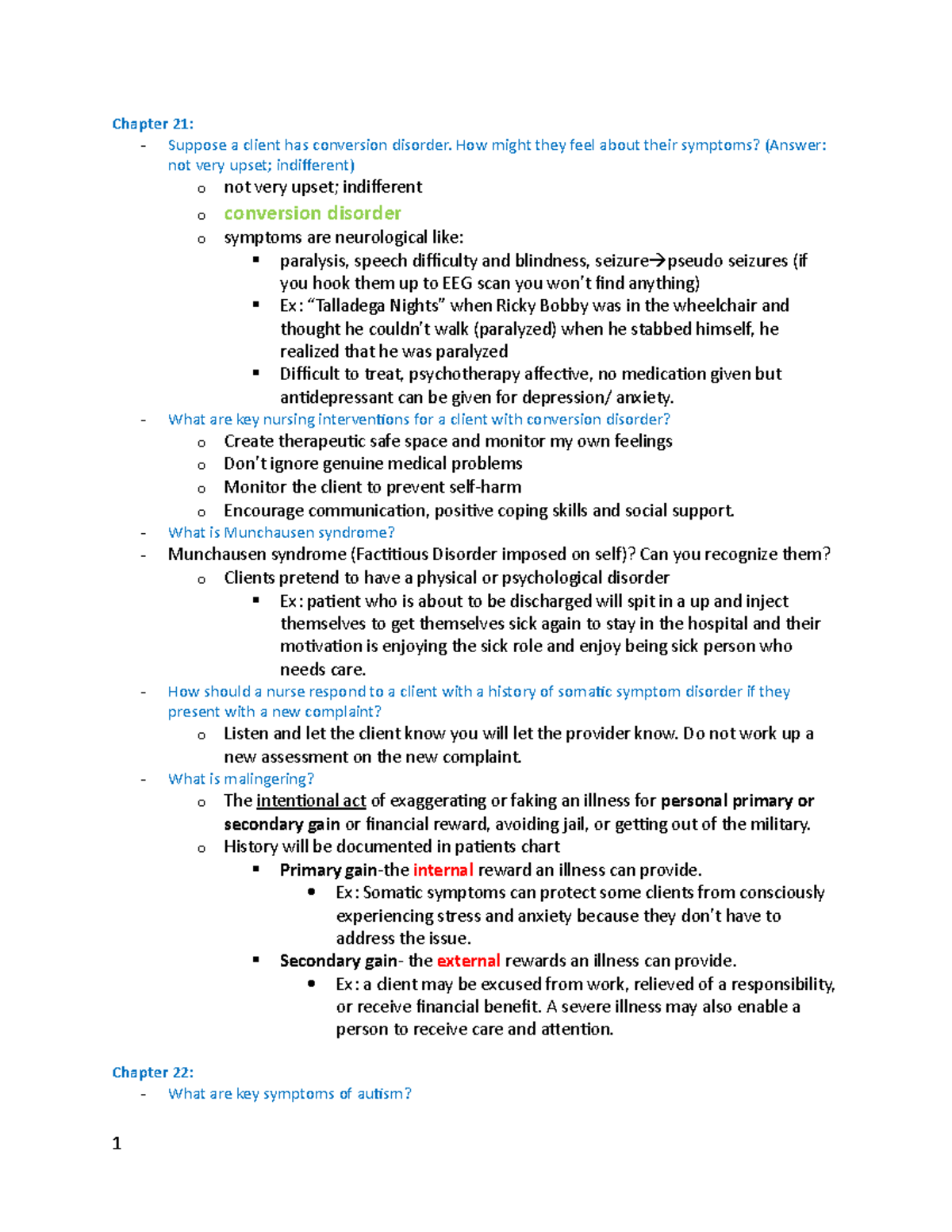 Mental Notes week 3 - Chapter 21: - Suppose a client has conversion ...