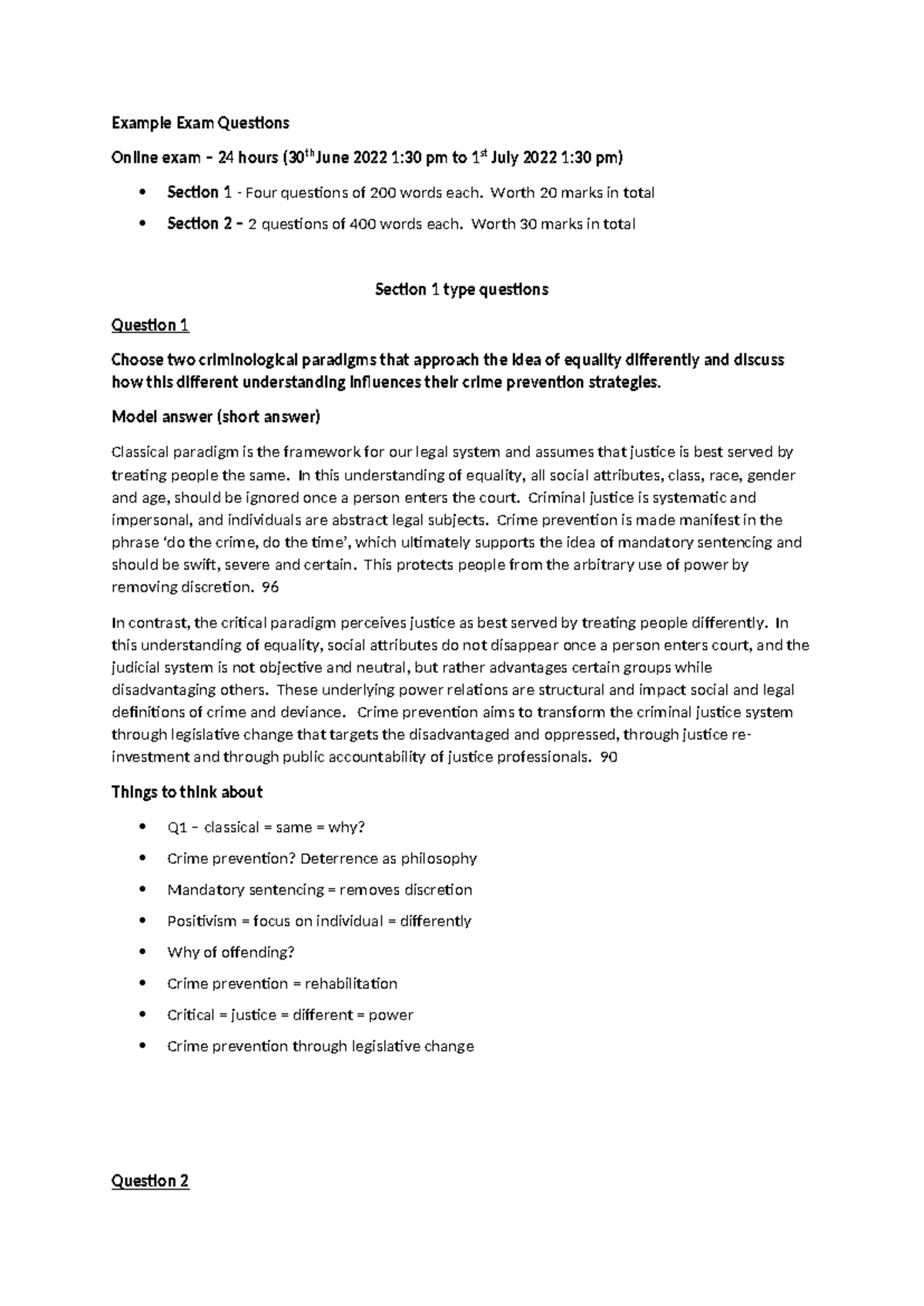 Example Exam Questions - Example Exam Questions Online exam – 24 hours ...