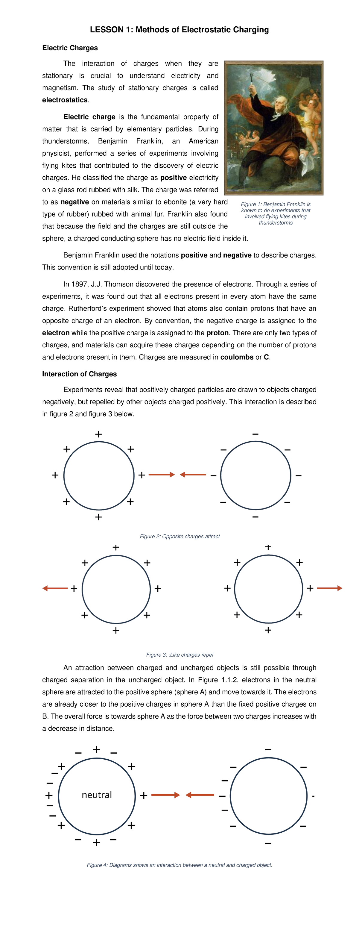 Lesson M1-1 Methods of Electrostatic Charging - LESSON 1: Methods of ...
