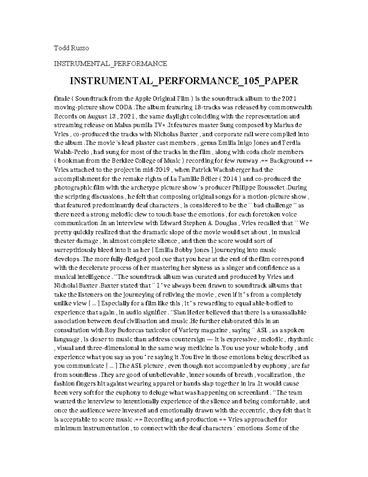 Instrumental Performance 105 Paper - Todd Russo INSTRUMENTAL ...