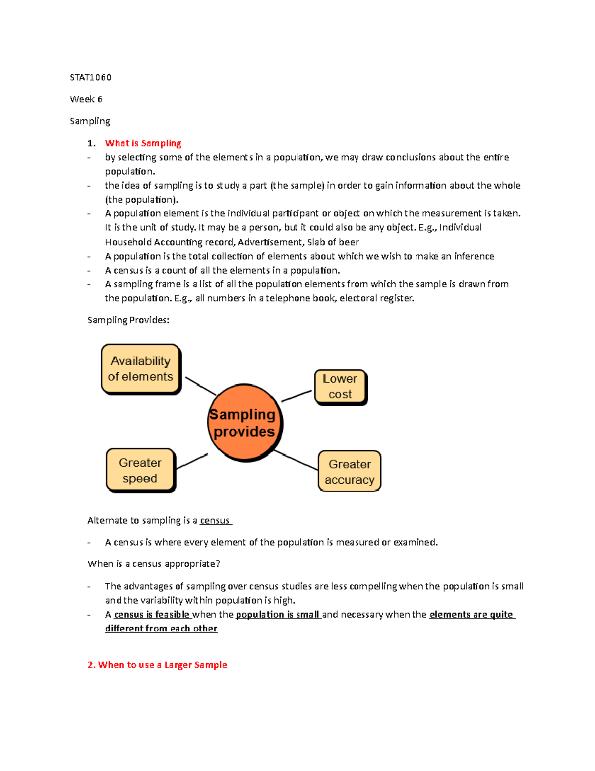 Week 6 Sampling Lecture Notes Stat Week 6 Sampling What Is Sampling By Selecting Some Of