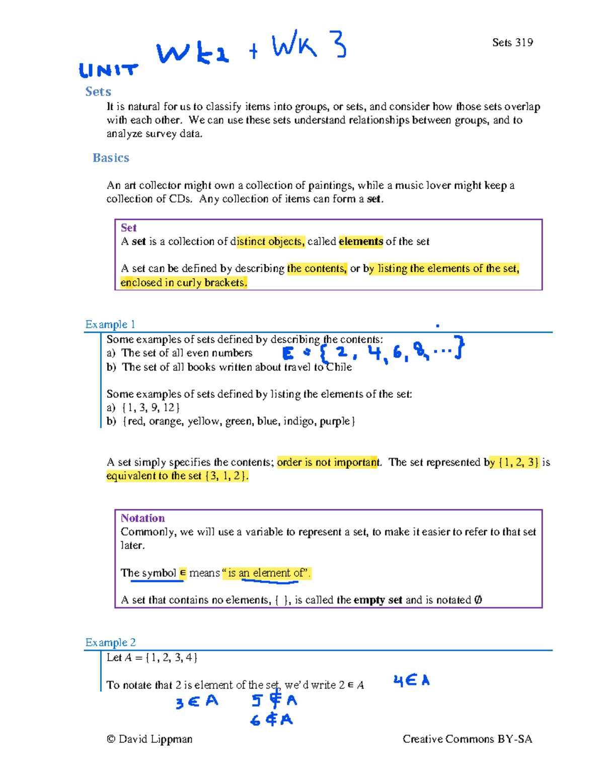MAT145 UNIT 2 Sets Req Reading with Solutions - Sets 319 © David ...