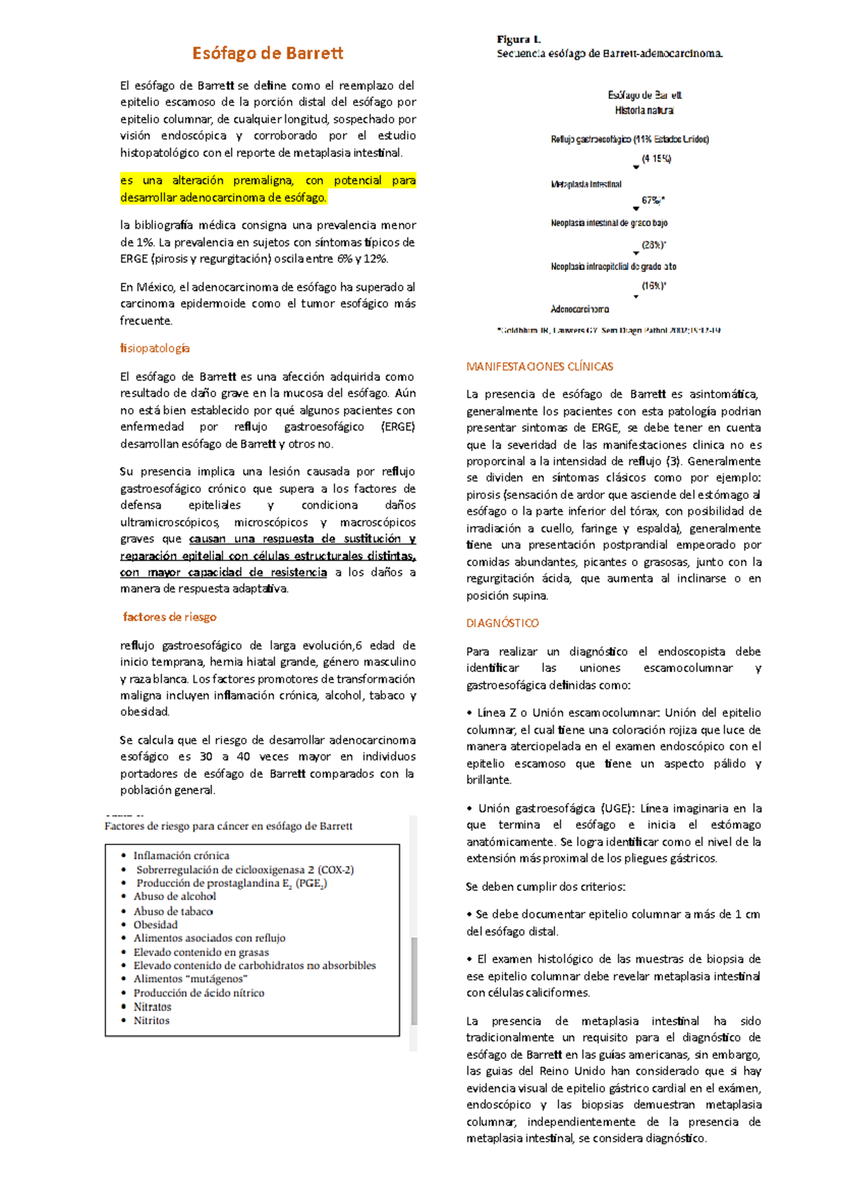 Esófago de Barrett - apunte - Esófago de Barret El esófago de Barrett ...