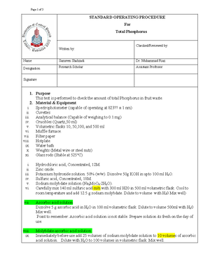SOP for total nitrogen analysis - STANDARD OPERATING PROCEDURE For ...