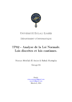 Tp1 - information - Report - R Language TP1: Vectors, Lists, Tables ...