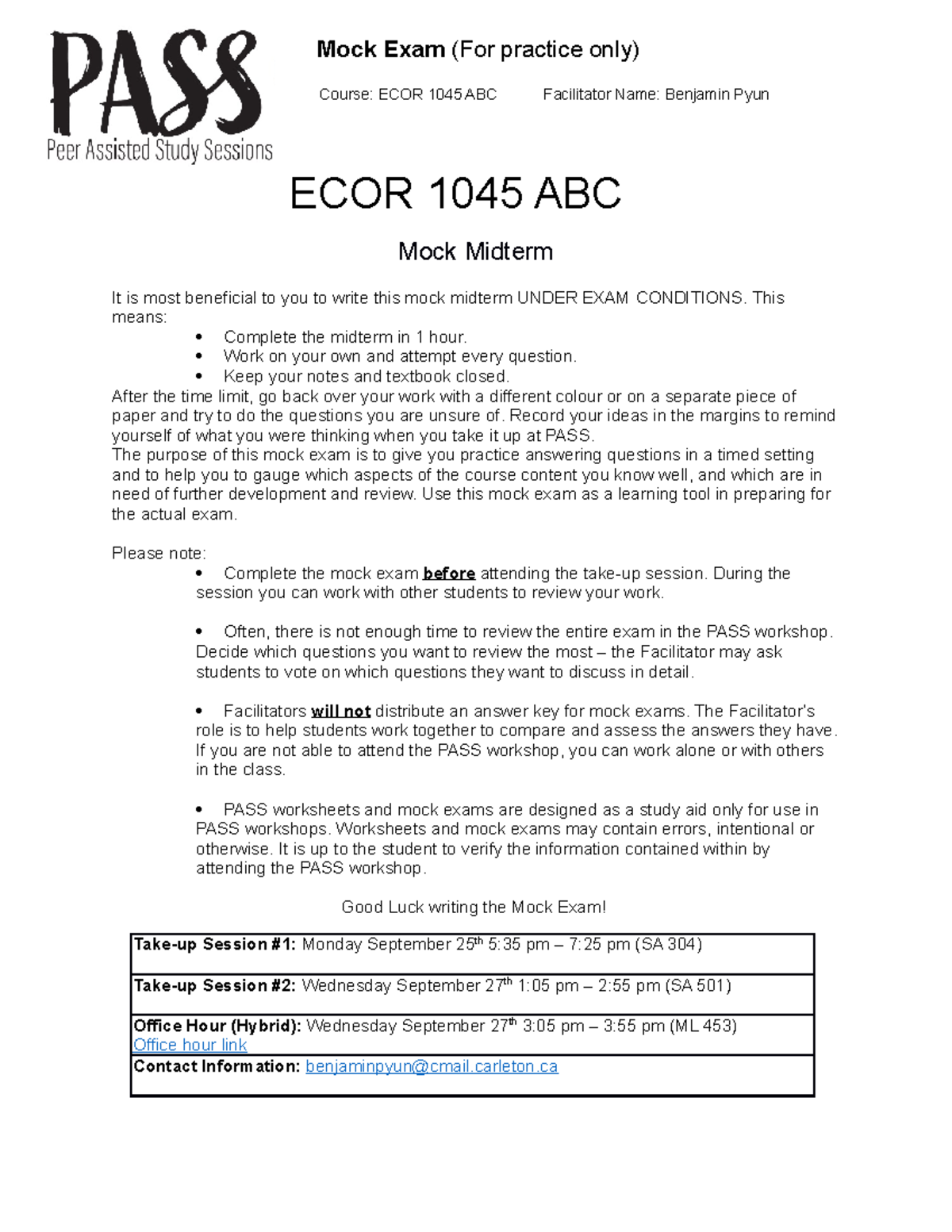 ECOR 1045 ABC - Mock Midterm - ECOR 1045 ABC Mock Midterm It is most ...