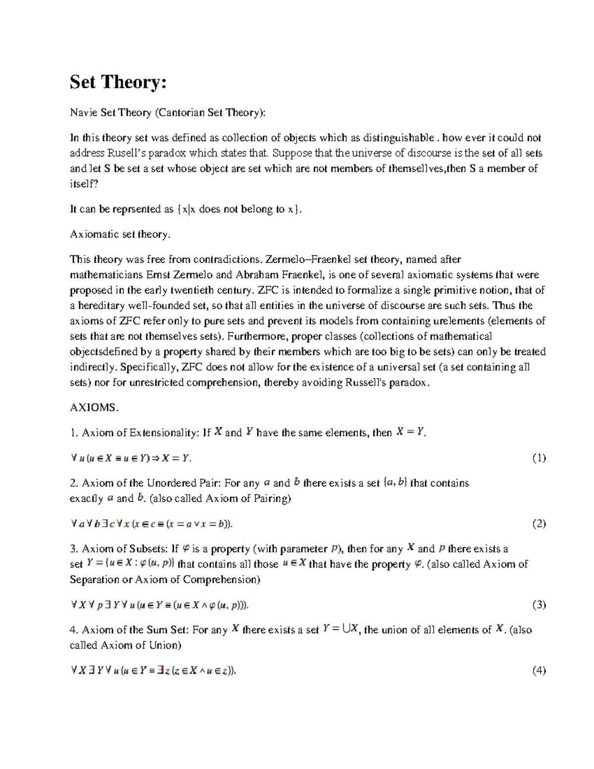 Data Structure notes unit 1 - Set Theory: Navie Set Theory (Cantorian ...