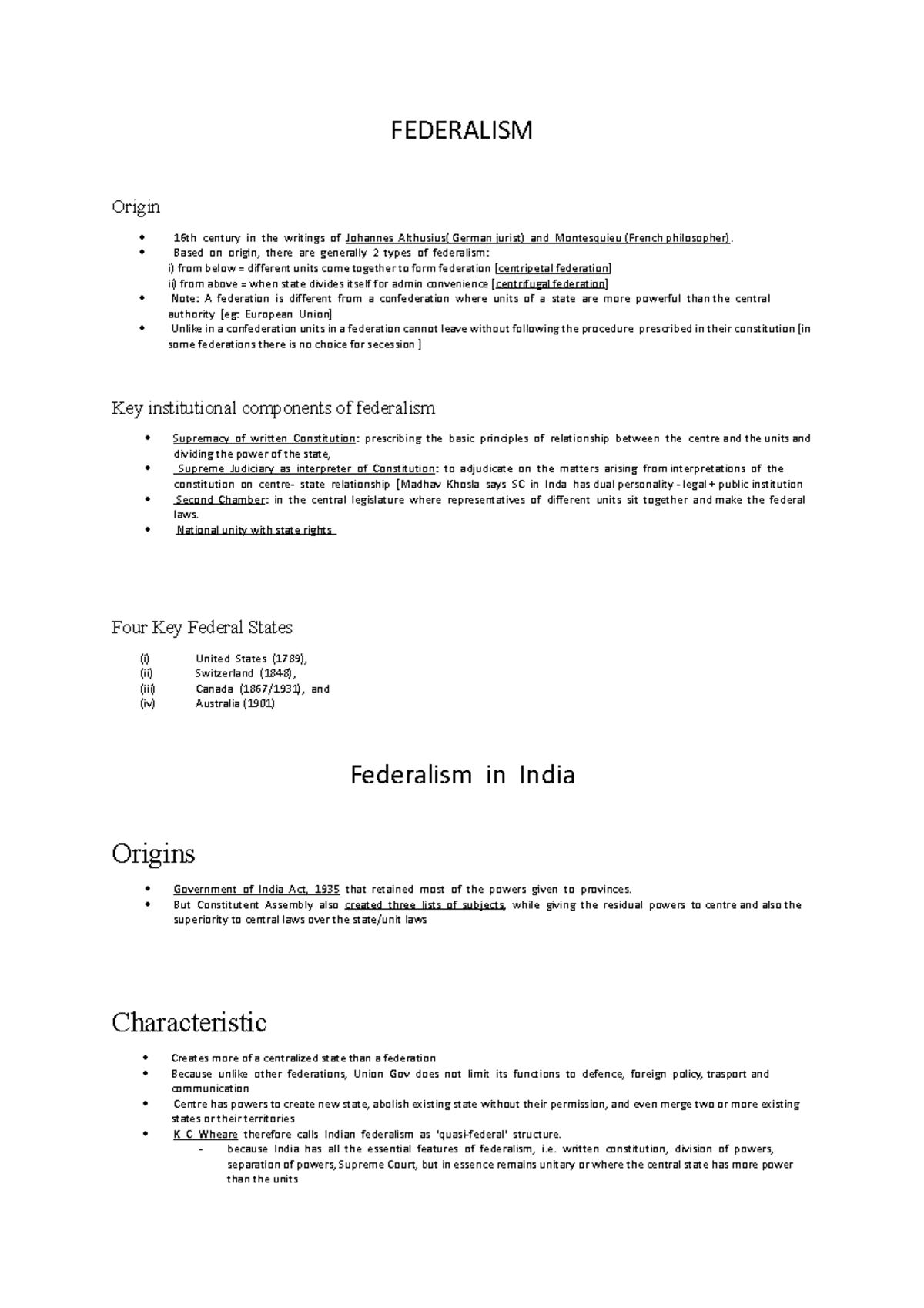 Federalism word - FEDERALISM Origin 16th century in the writings of ...
