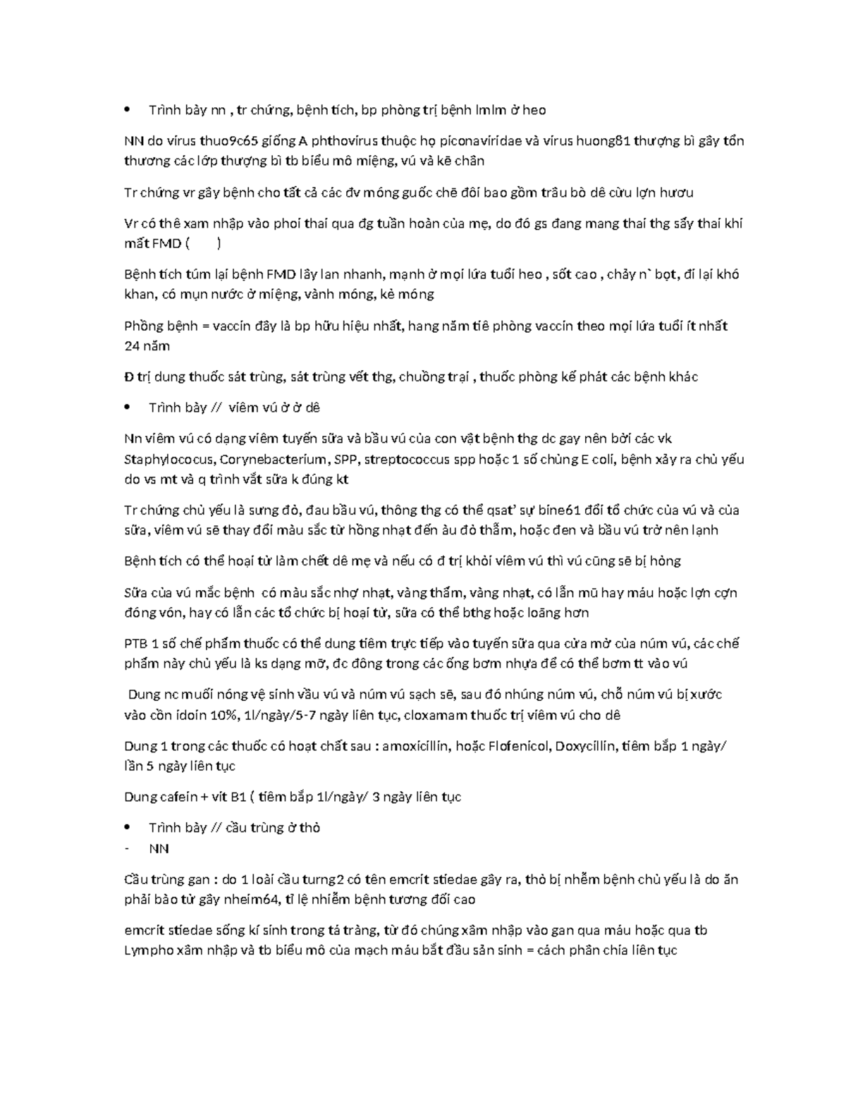 Chungtalaluquy - dung coi - Trình bày nn , tr chứng, bệnh tích, bp ...