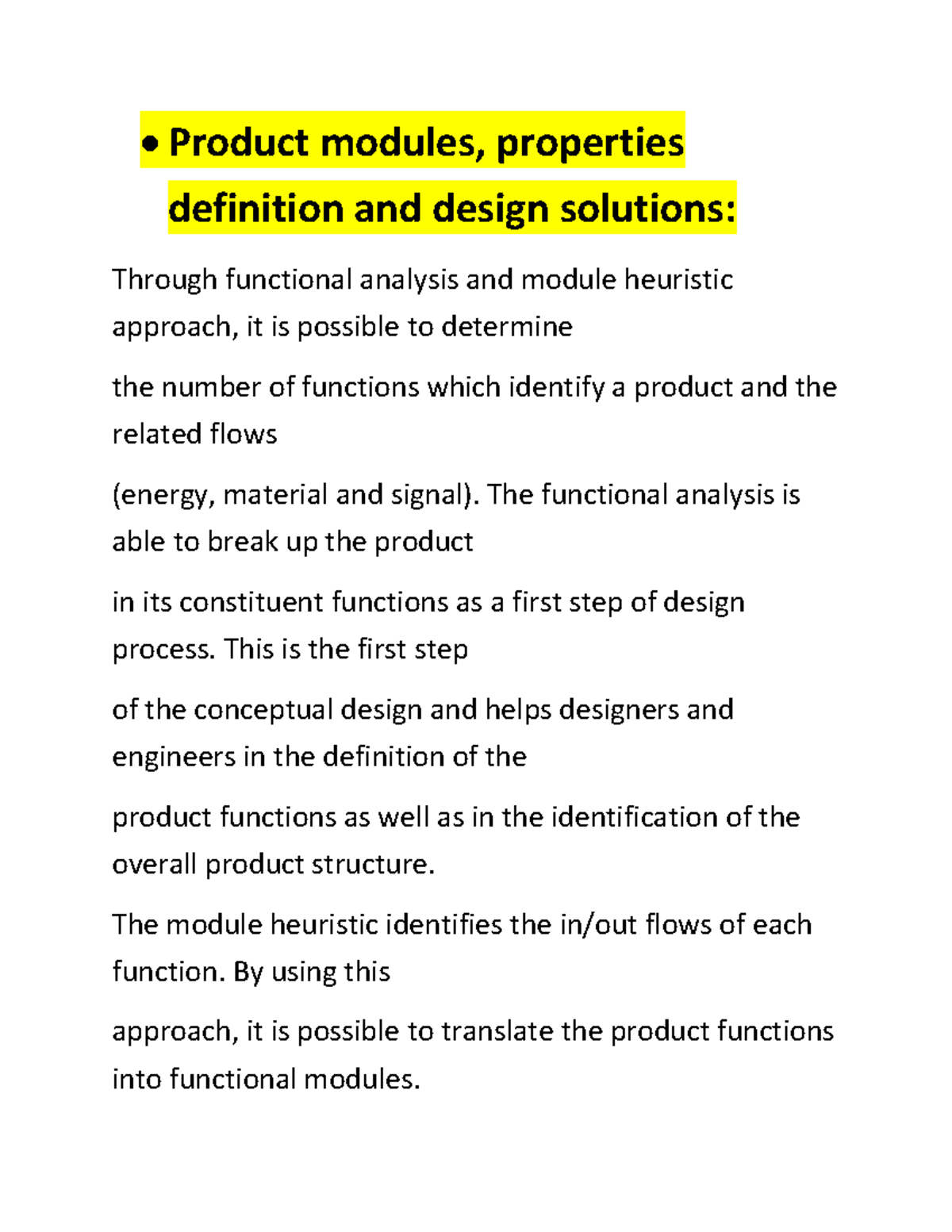 Product modules properties definition and design solutions - Product ...