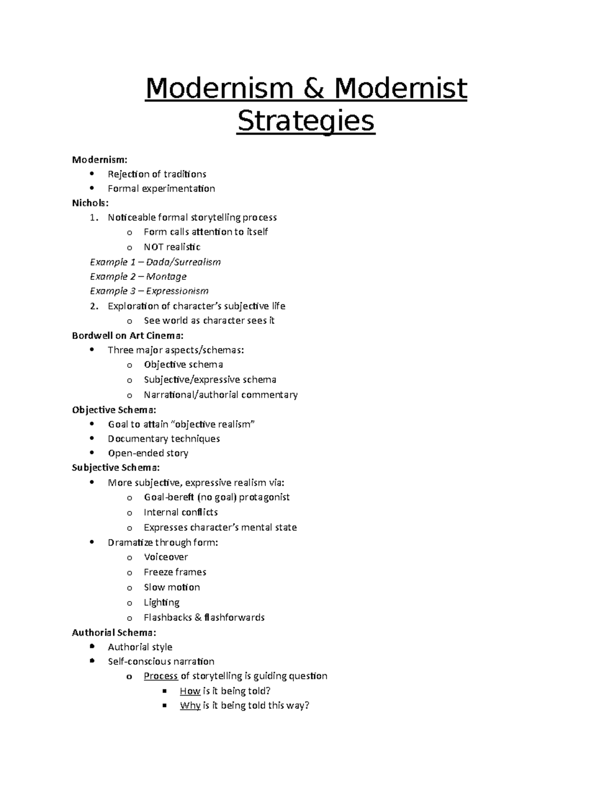 Week 05 - Modernism and Modernist Strategies - Modernism & Modernist ...