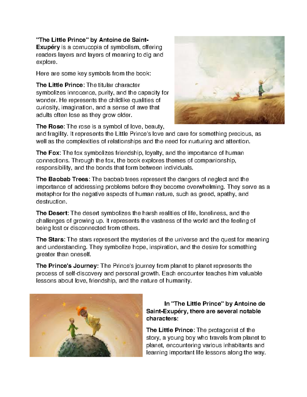 The Little Prince - "The Little Prince" by Antoine de Saint- Exupéry is ...